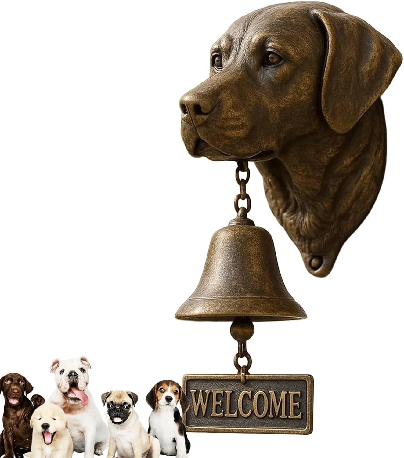 Pug Welcome Doorbell, Cast Iron Dinner Bell, 2025 Retro Metal Outside ...