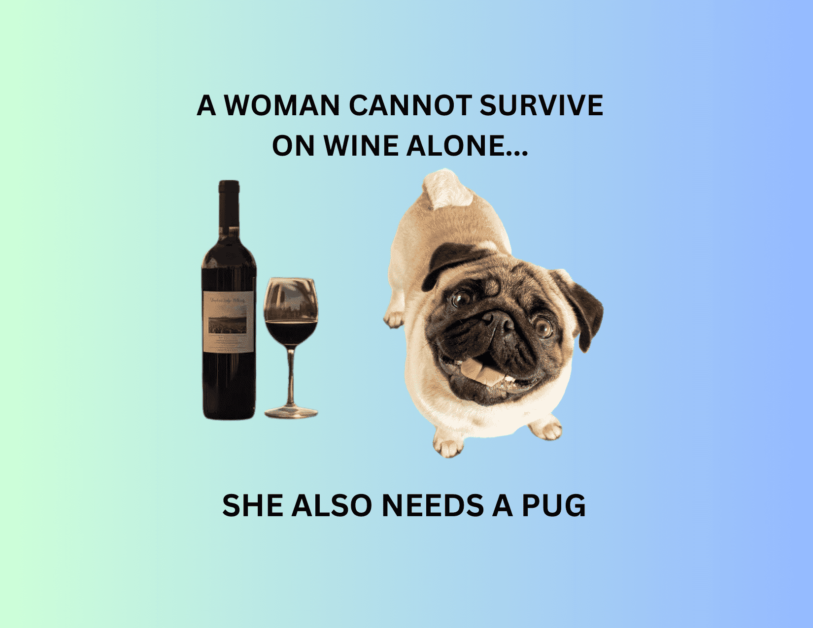 Pug Wine Lovers Flexible Refrigerator Magnet - Walmart.com
