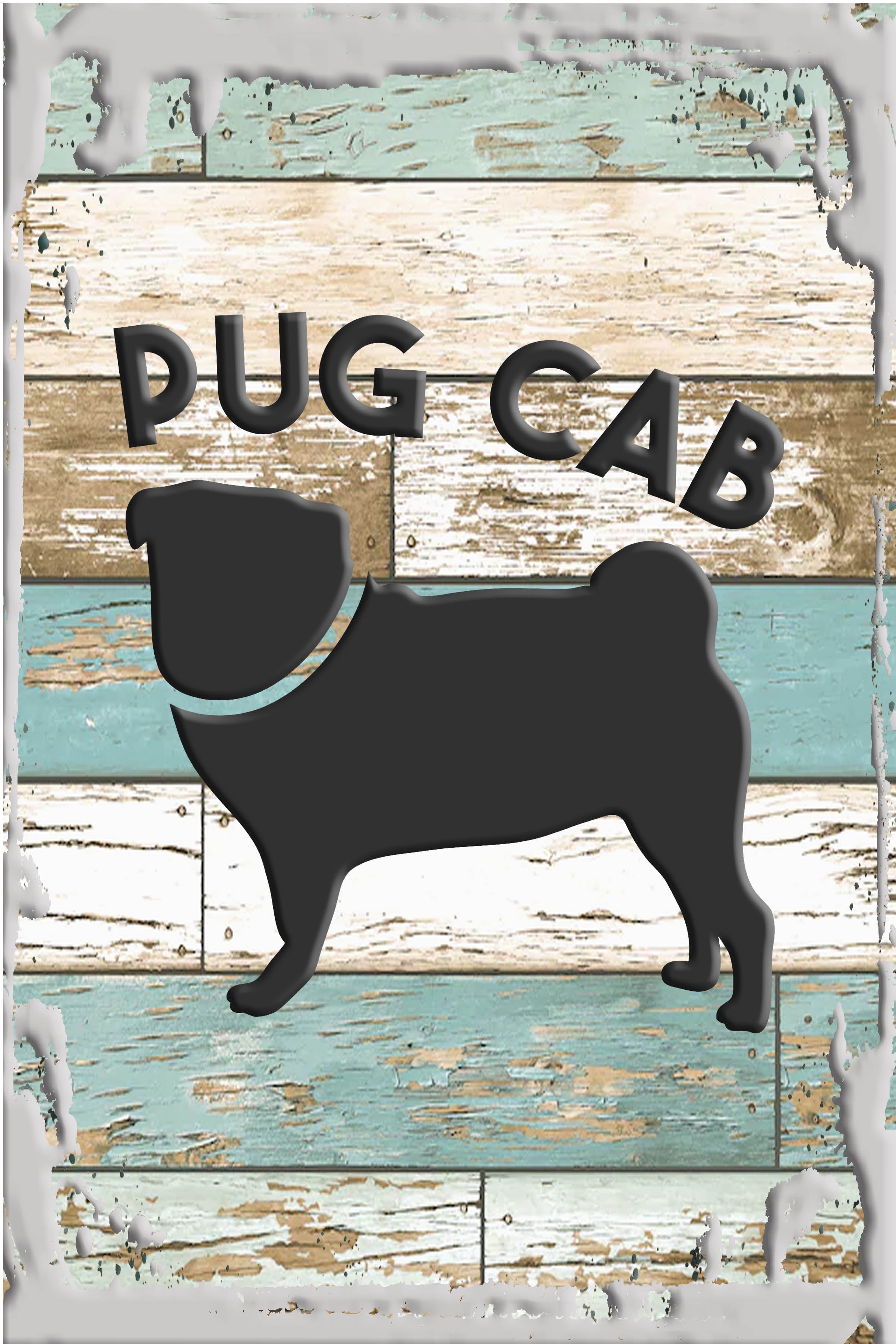 Pug cab silhouette funny dog pet owner driving car animals love White ...