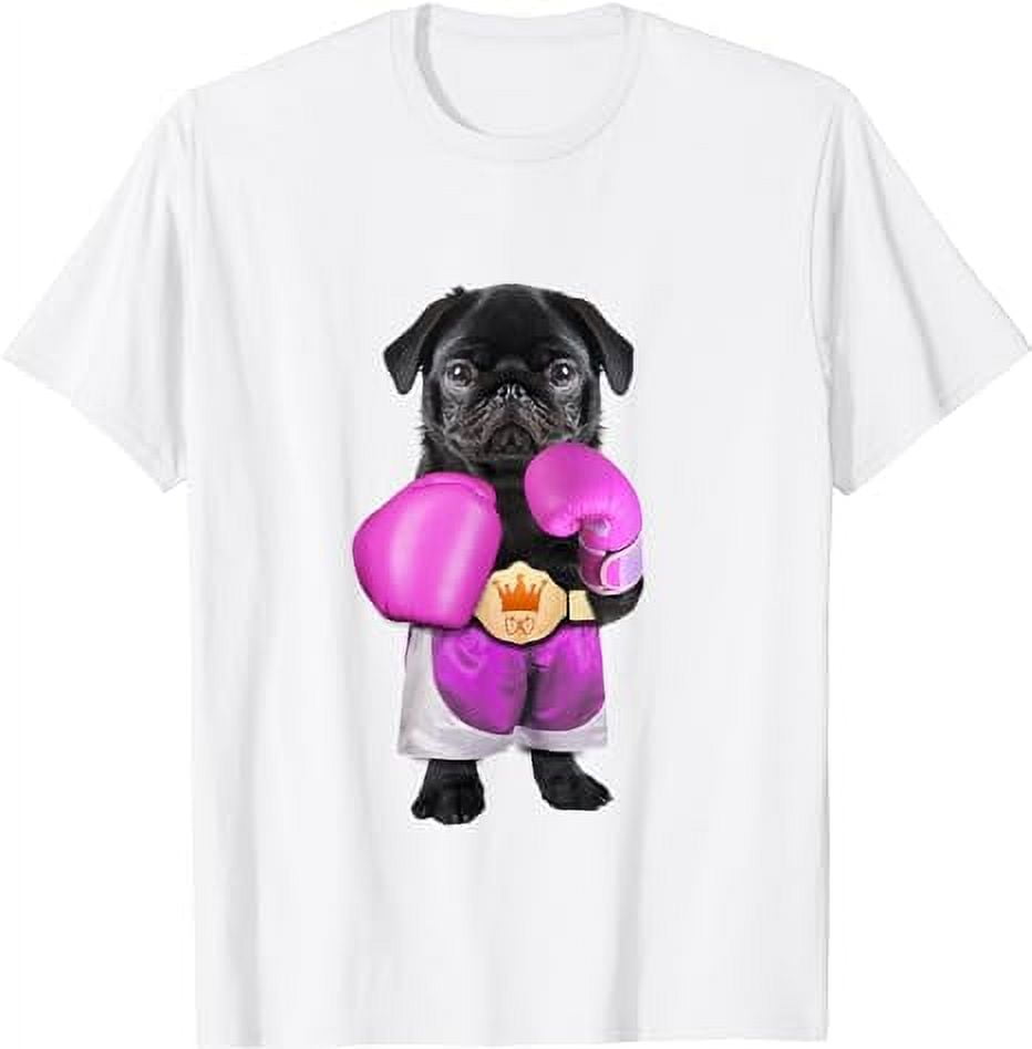Pug dog Boxing Funny Fitness Gym Workout T-Shirt - Walmart.com