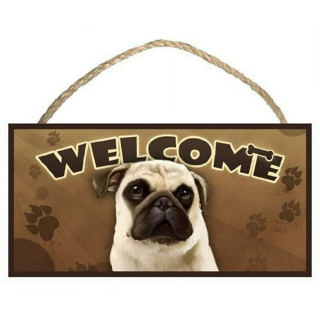 Pug (tan)Welcome Dog Sign / Plaque featuring the art of Scott Rogers ...