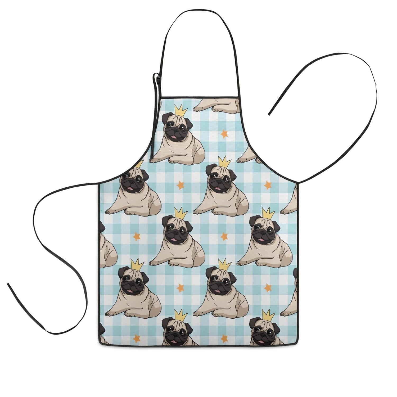 Pug with Crown Kids Aprons for Girls and Boys,Adjustable Neck Strap ...