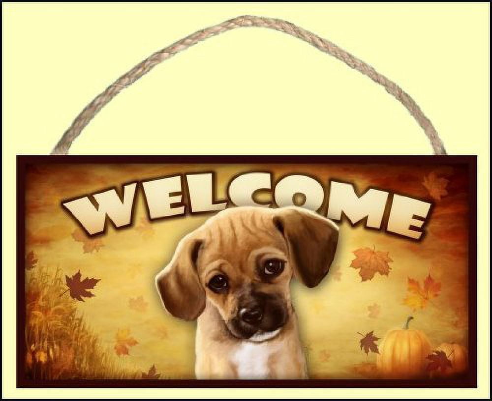 Puggle 10"x5" Fall / Autumn Season Welcome Sign Featuring the Art of ...