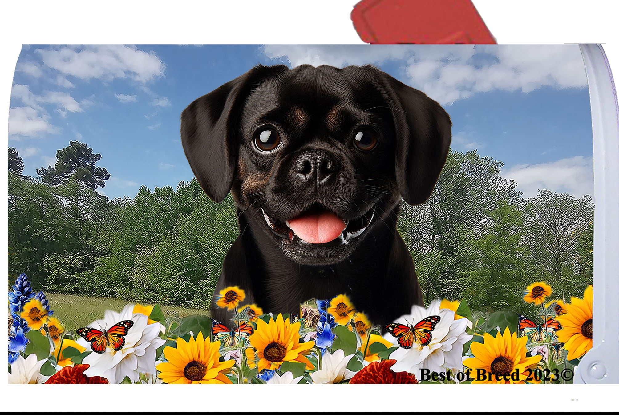 Puggle Black - Best of Breed Summer Flowers Mailbox Cover Hi-Grade ...