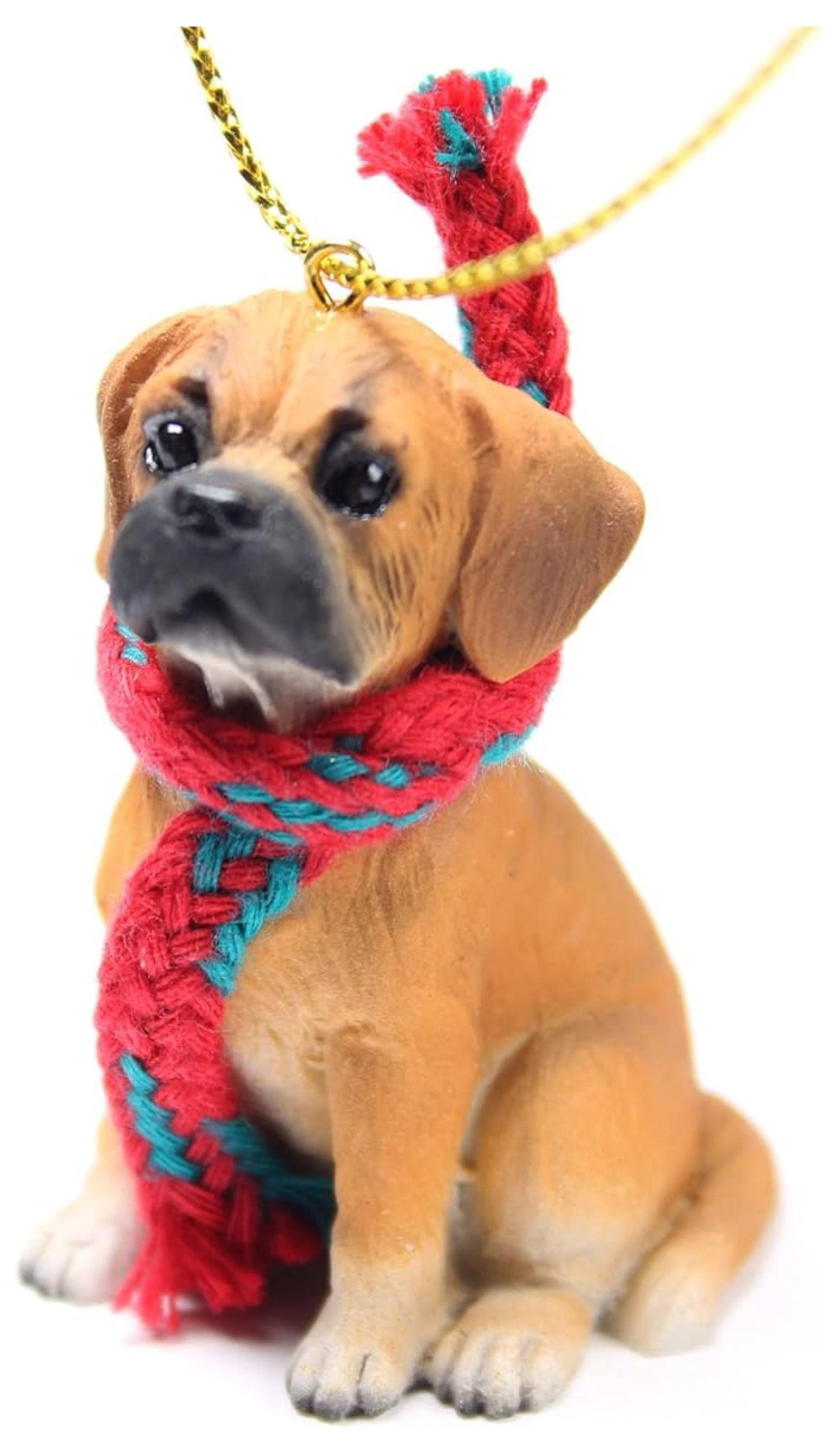 Puggle Christmas Ornament - Tiny Miniature Dog Figurine - Brown Stone ...