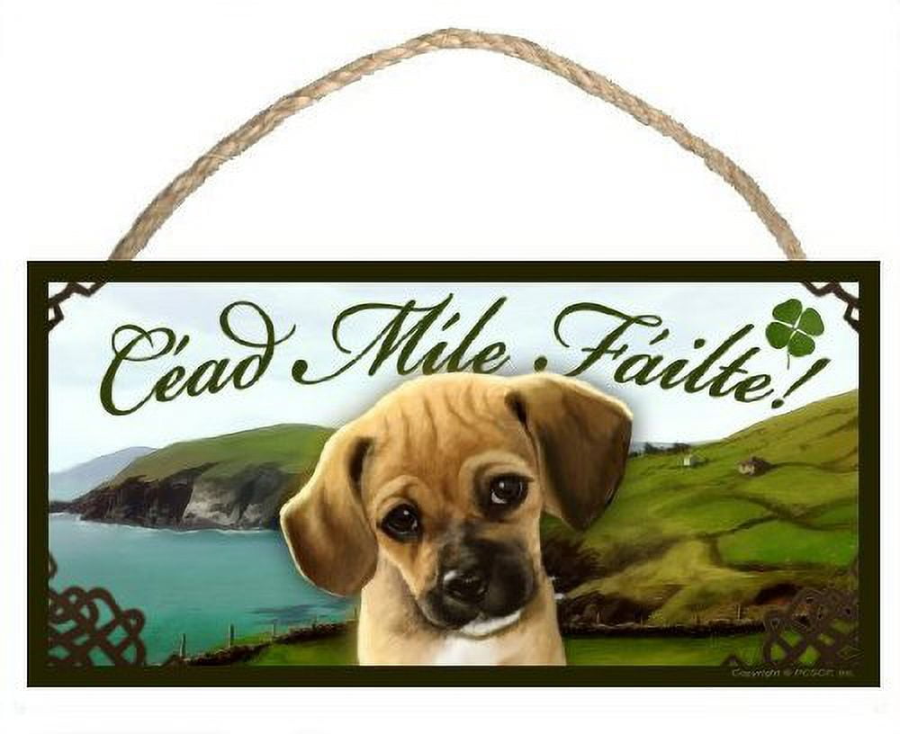 Puggle Dog Irish Welcome Sign / Plaque featuring the art of Scott ...