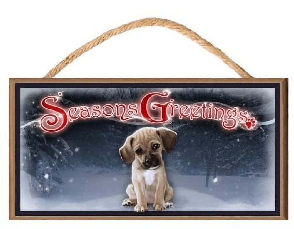 Puggle Dog "Season's Greetings" Dog Sign / Plaque featuring the art of ...