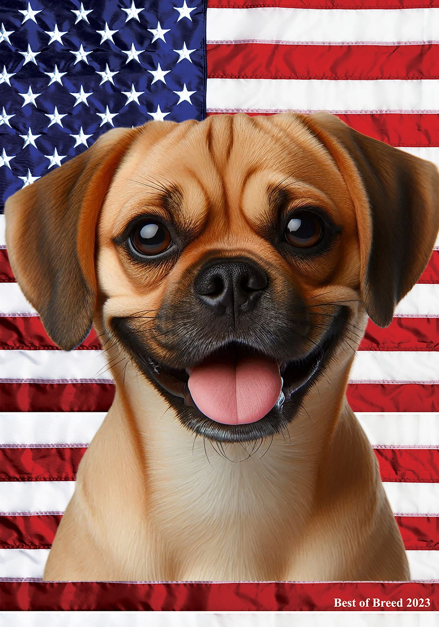 Puggle Fawn - Best of Breed All-American Patriotic III House Flags ...