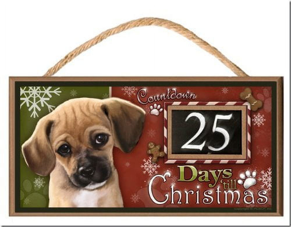 Puggle "Holiday Countdown" Dog Sign / Plaque featuring the art of Scott ...