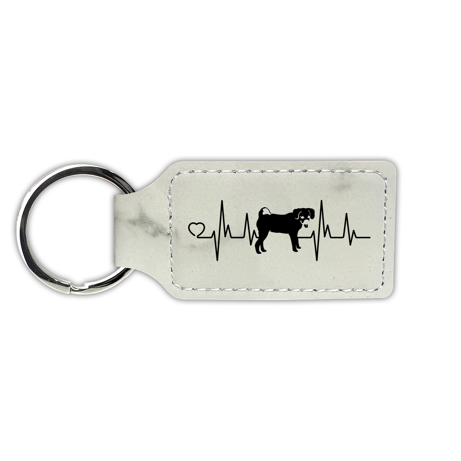 Puggles Heartbeat Lifeline Keychain Leatherette Rectangle - Laser ...