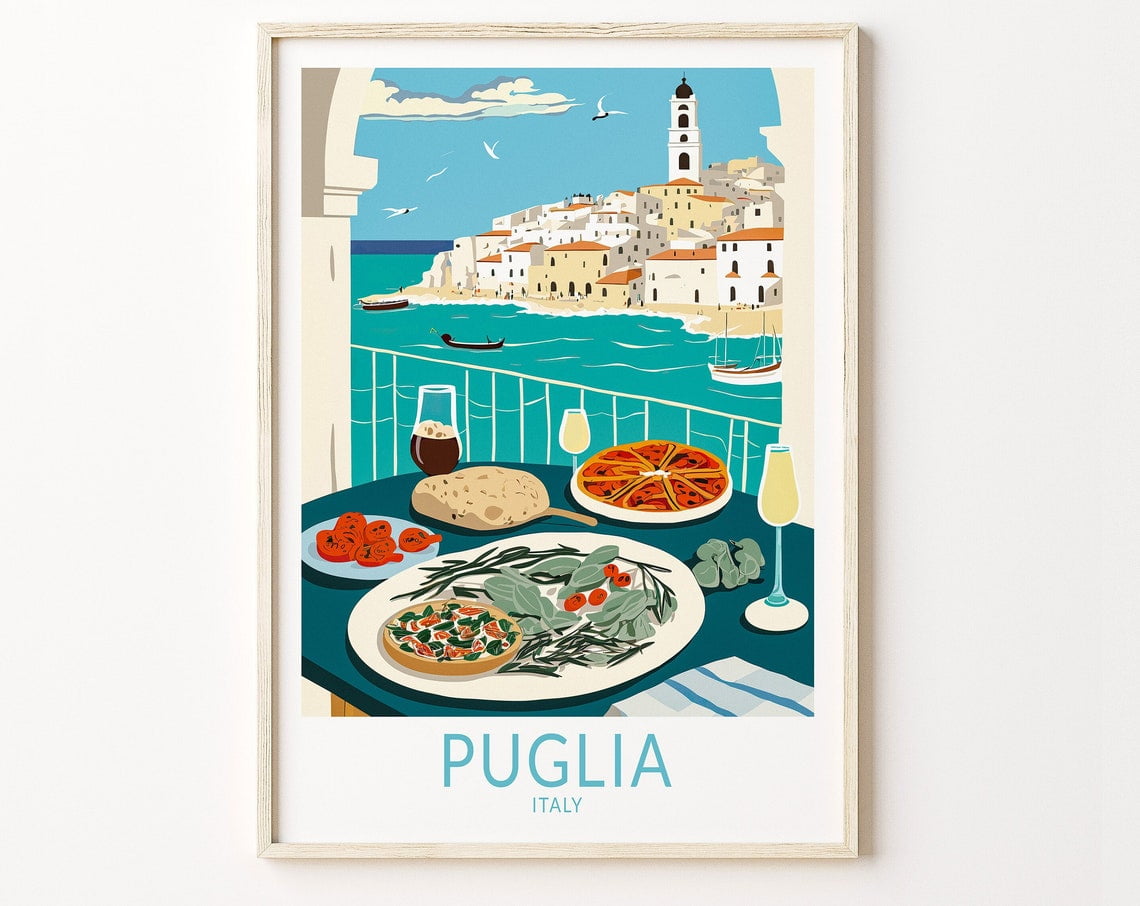 Puglia Italy Travel Poster, Puglia Travel Print, Italy Puglia City Wall ...