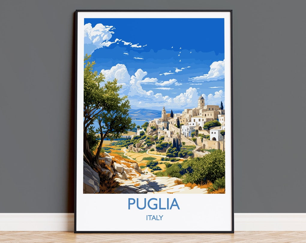 Puglia Travel Poster Wall Art, Travel Print Of Puglia, Puglia Art ...