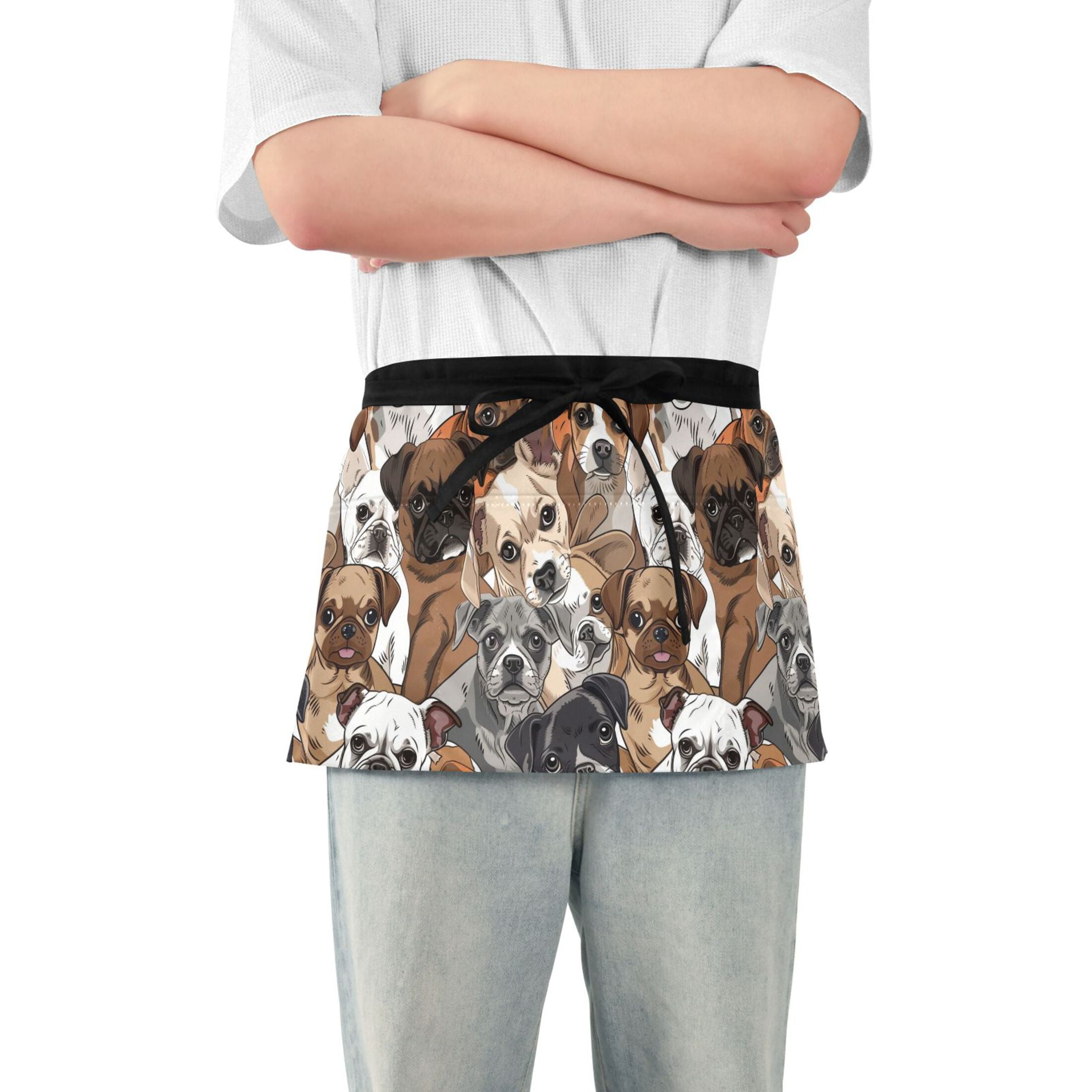 Pugs Dog and French Bulldogs Server Apron with 3 Pockets Waterproof ...