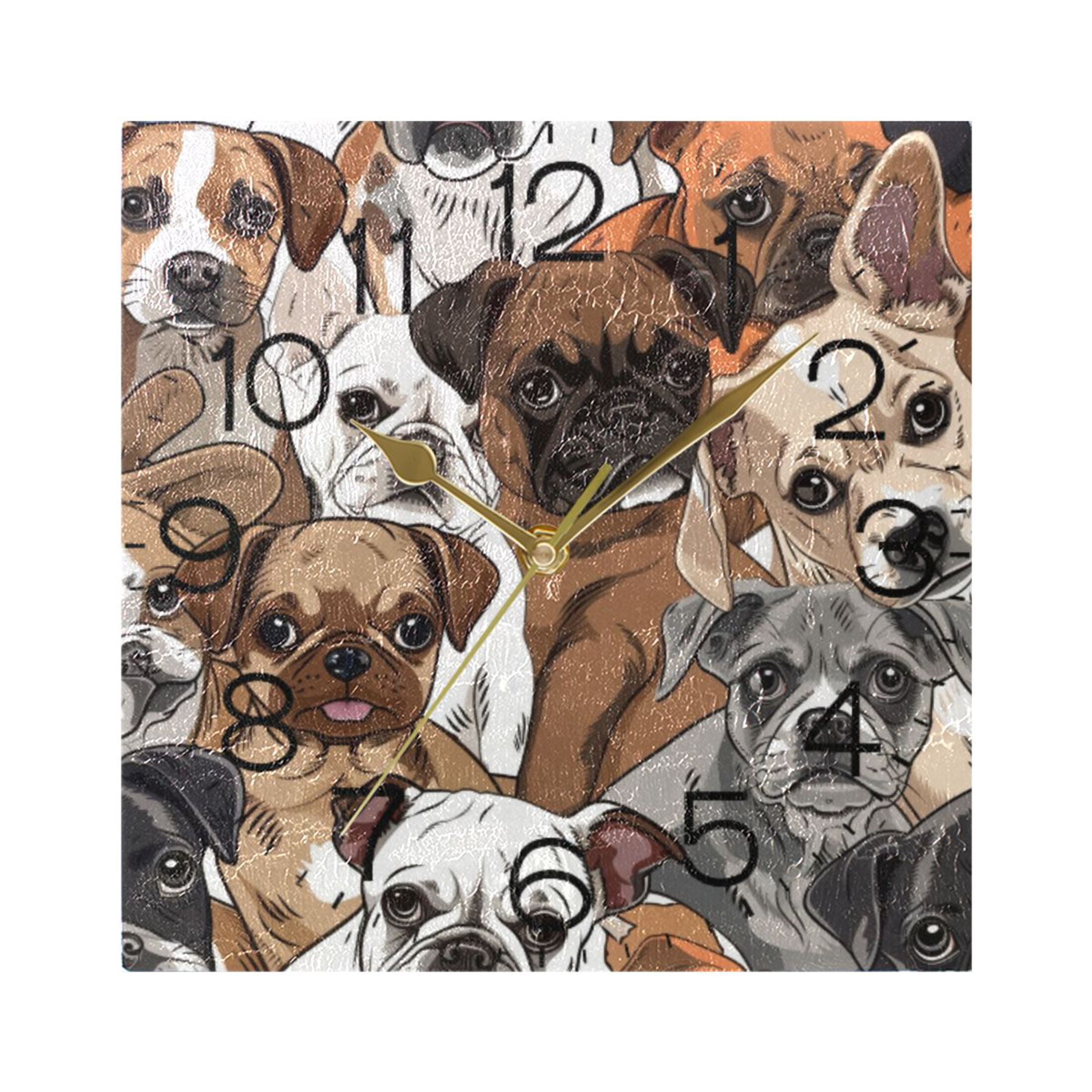 Pugs Dog and French Bulldogs Wall Clock 7.78" Non-Ticking Silent ...