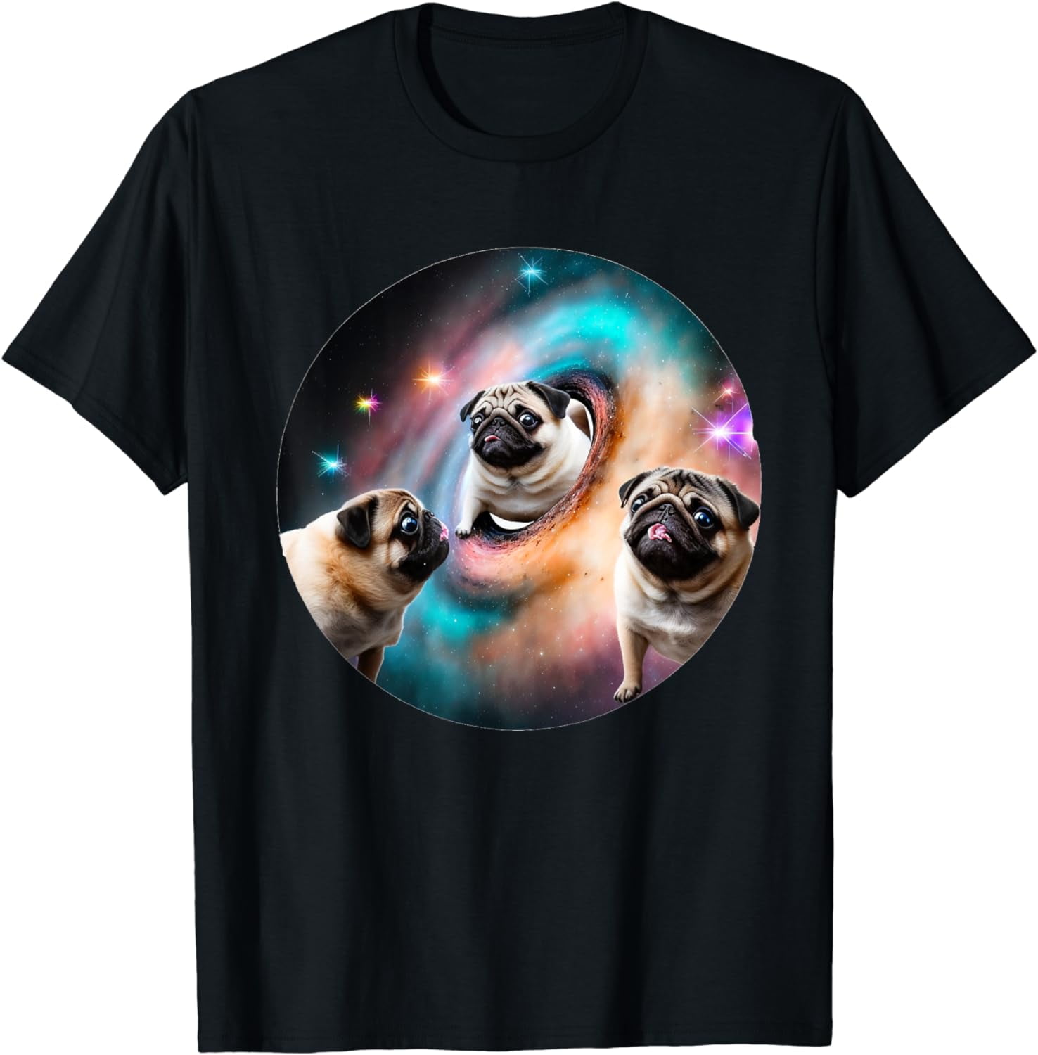Pugs In Space With Donuts Cute Pug Boys Girls Men Women T-Shirt ...