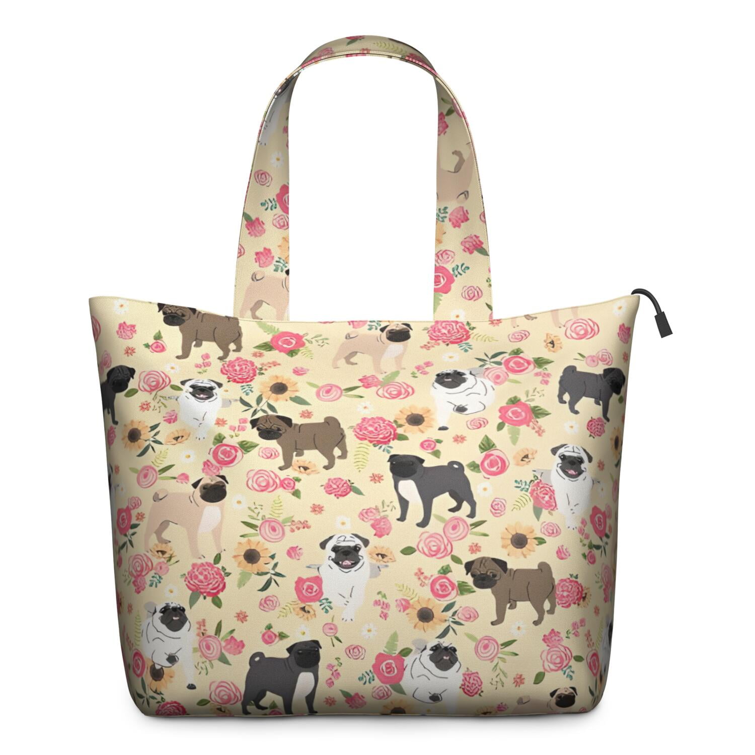 Pugs and Pioneer Flower Travel Tote Bags for Women Carry On,Large Weekender Bags for Women ...