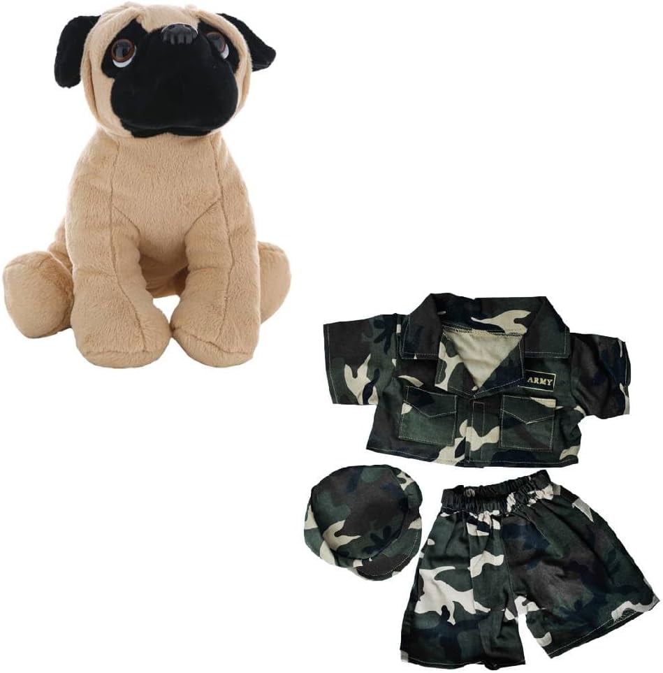 Pugsley The Pug – 8-Inch Military-Themed Stuffed Animal with Army Green ...