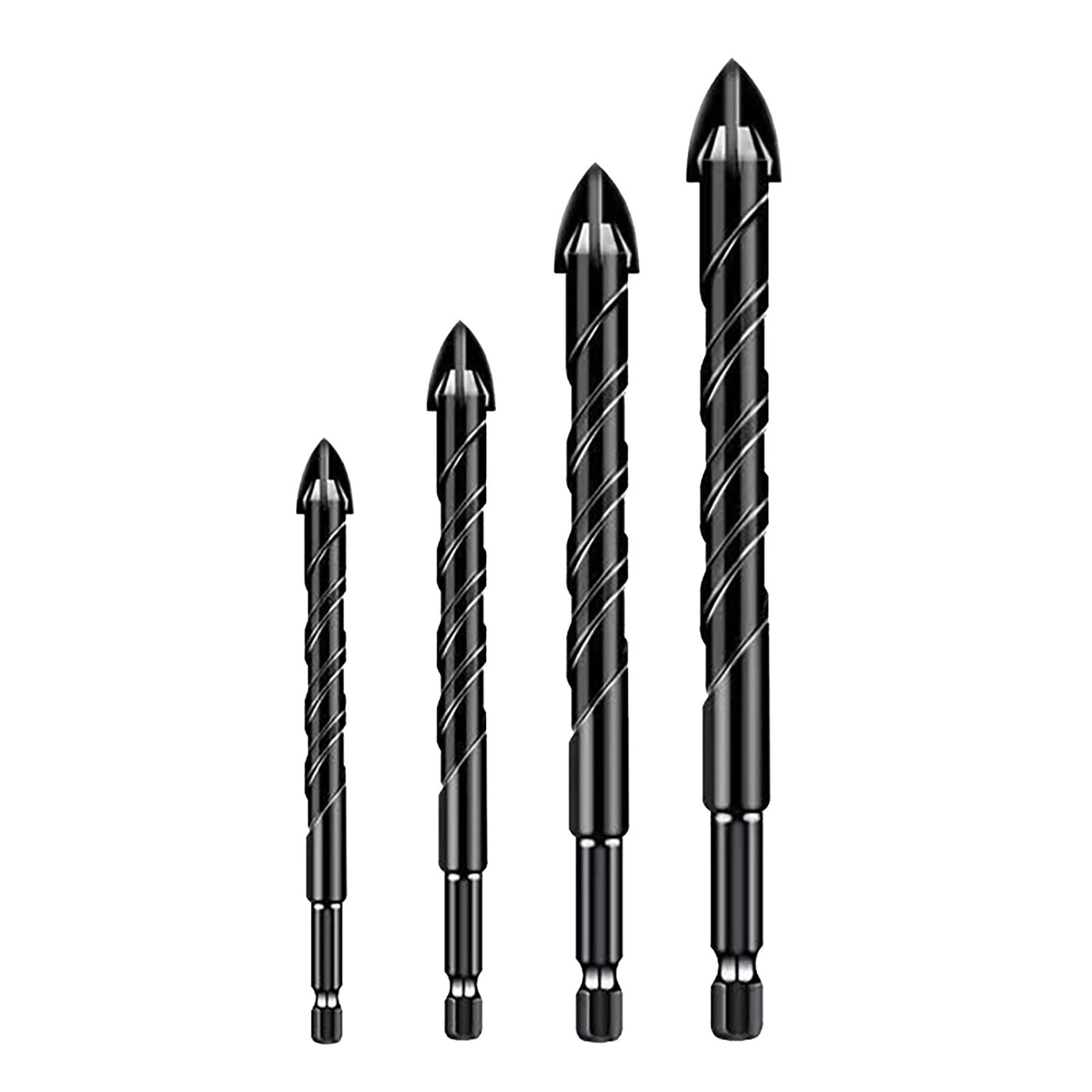 Puhuiying 4-Piece Ceramic Tile Drill Bit Set with Hexagonal Handle for ...