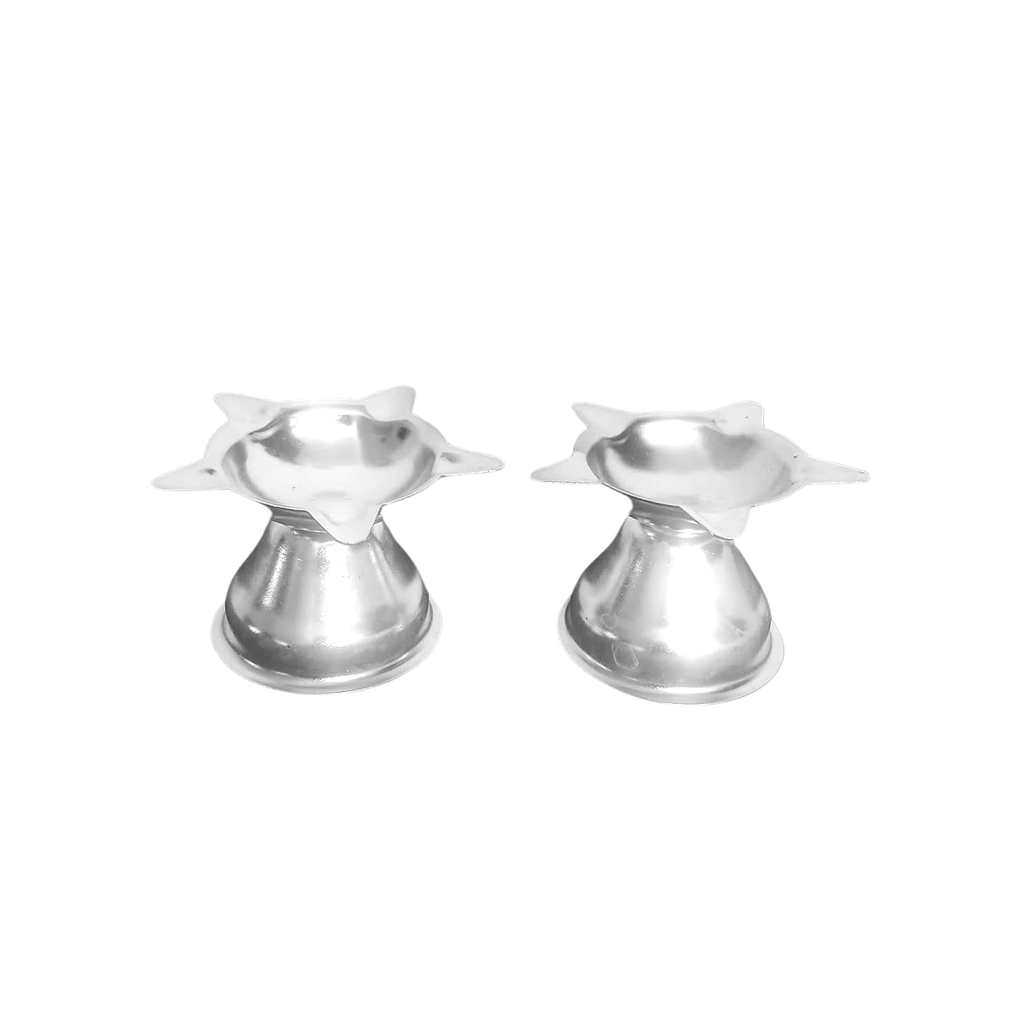 Puja Celebrations White Metal Niranjan 5 face Diya Medium Pair Diameter 2 inches x Height 175 ...