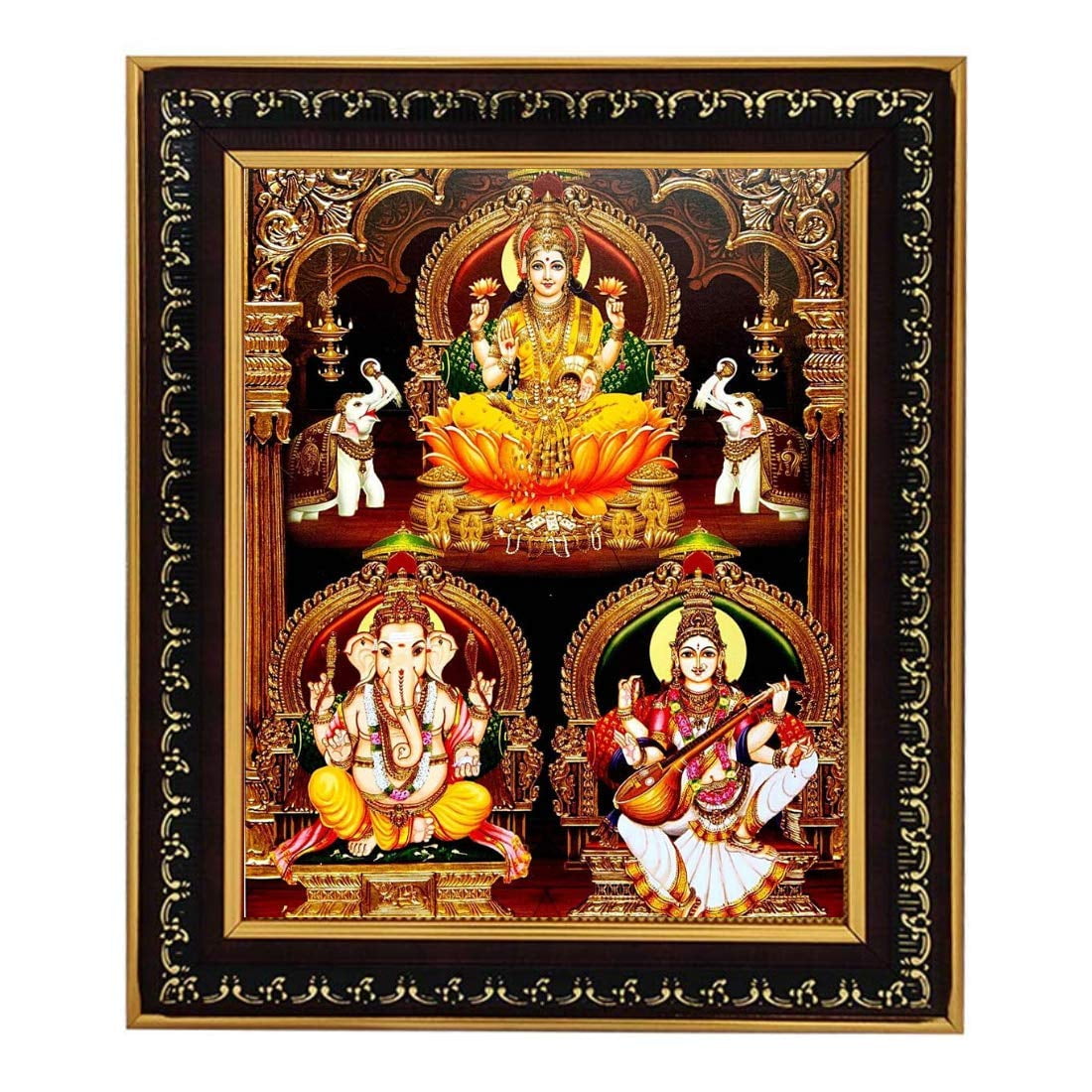Puja N Pujari Lakshmi Ganesh And Saraswati Photo Frame For Pooja Room ...