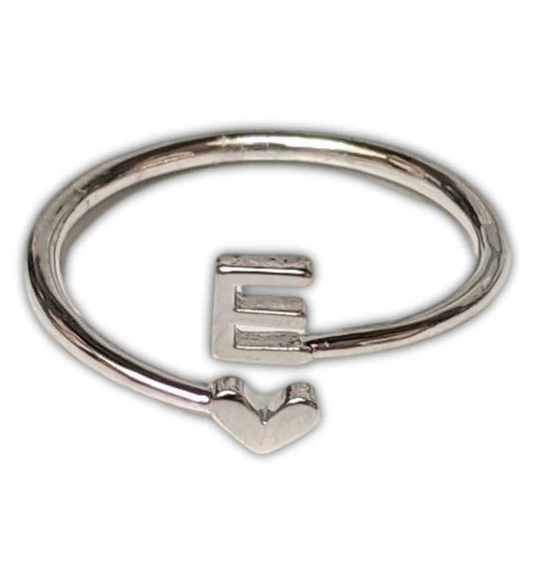 Puka Creations Fashion Metal Heart Ring - MONOGRAM INITIAL Letter E ...