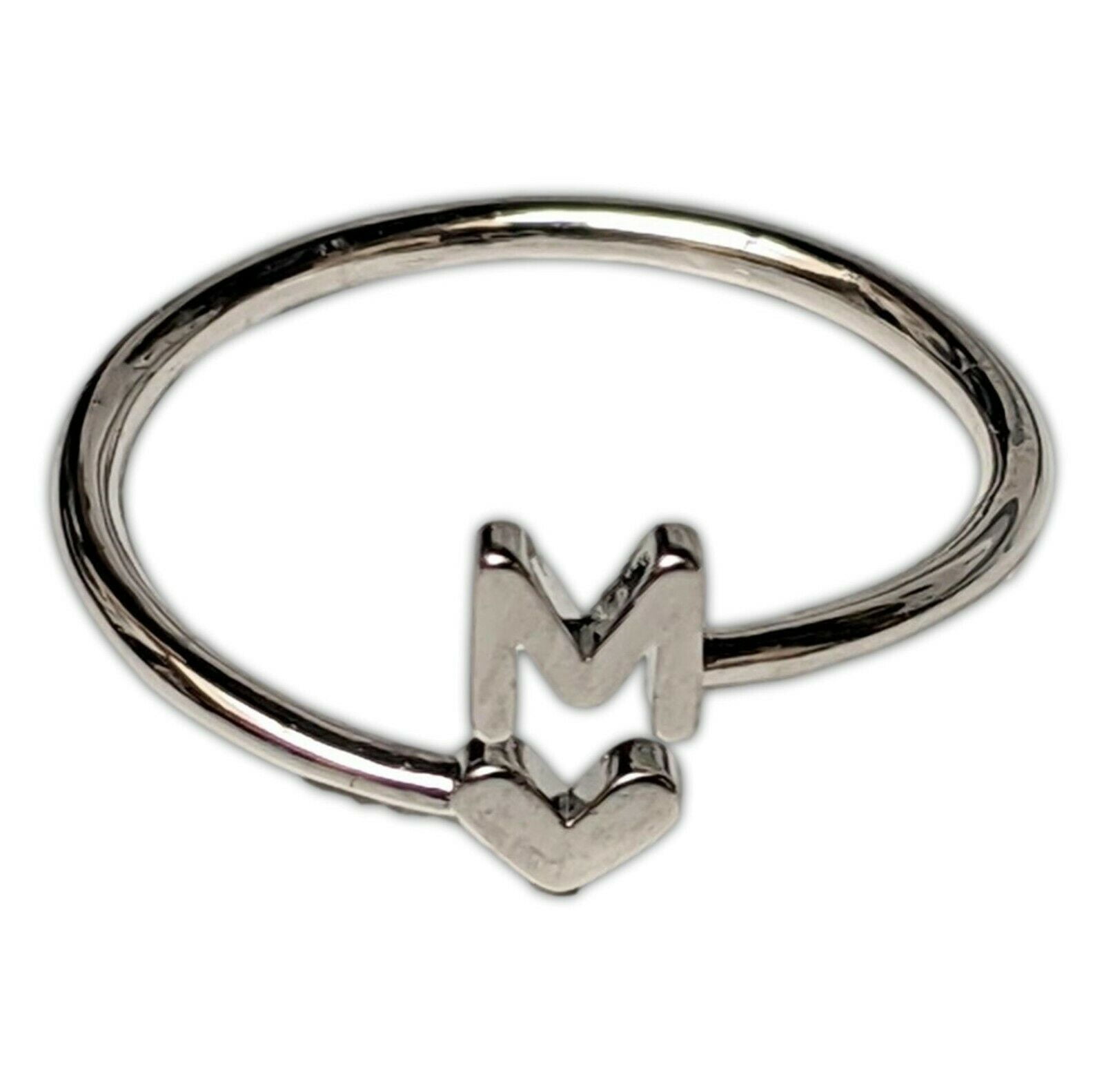 Puka Creations Fashion Metal Heart Ring - MONOGRAM INITIAL Letter M ...