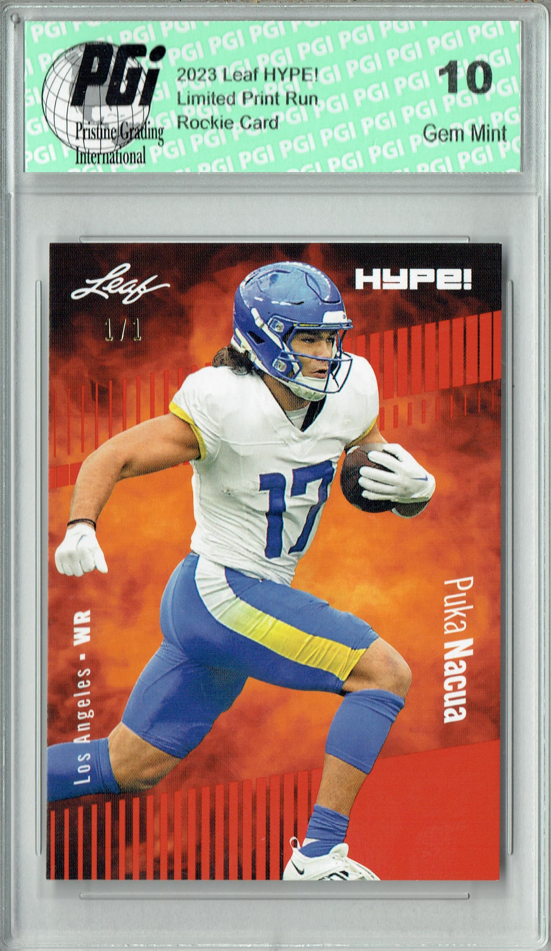 Puka Nacua 2023 Leaf HYPE! #132A Orange Blank Back #1/1 Rookie Card PGI ...