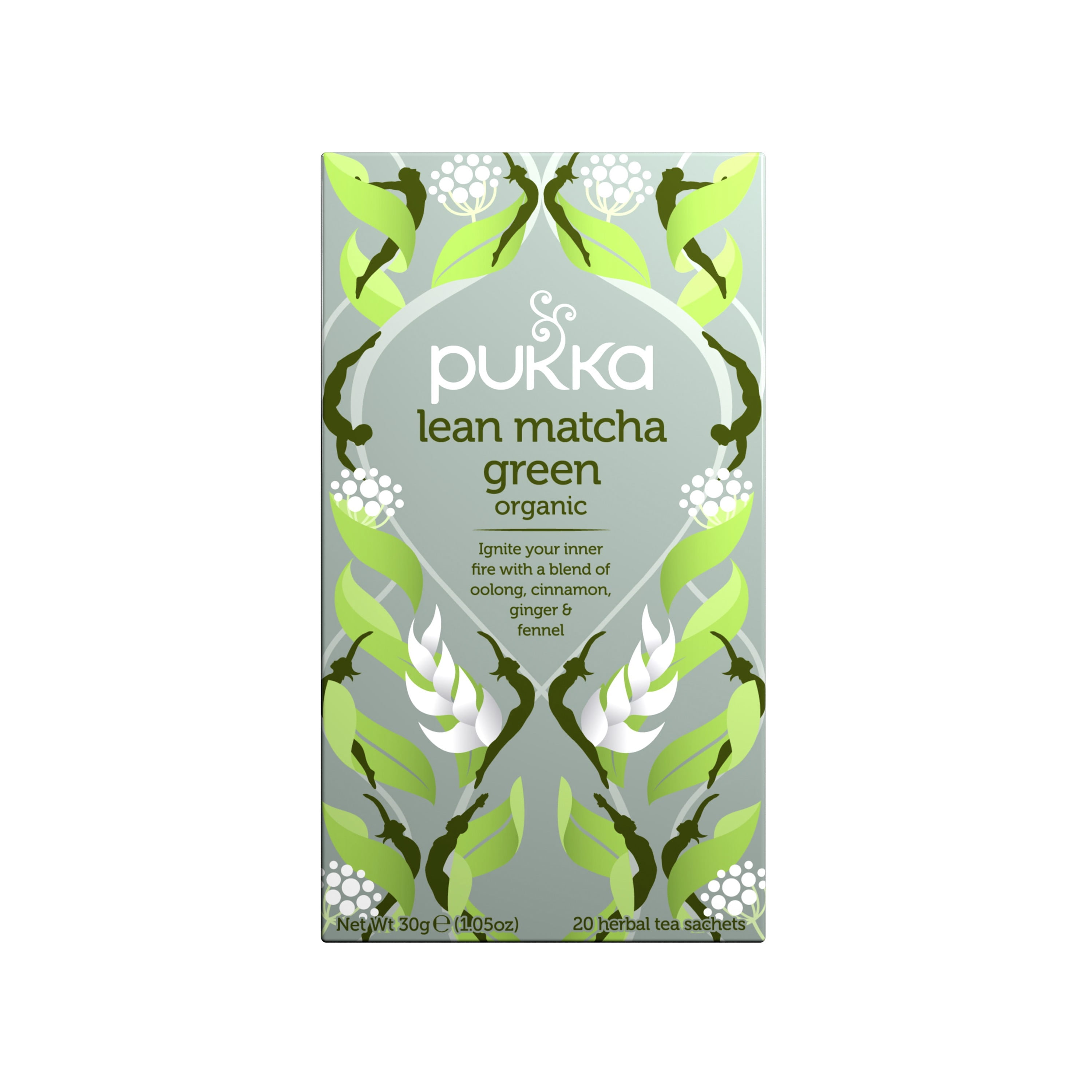 Pukka Lean Matcha Organic Green Tea, Caffeinated, Tea Bags 20 Count Box ...