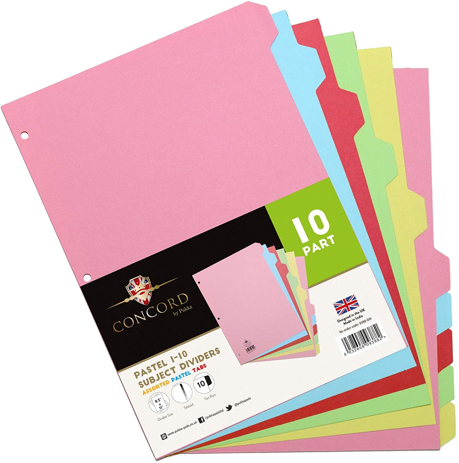 Pukka Pad 10-Part Dividers, 3-Ring Binder Compatible, 8.5x11in, Subject ...