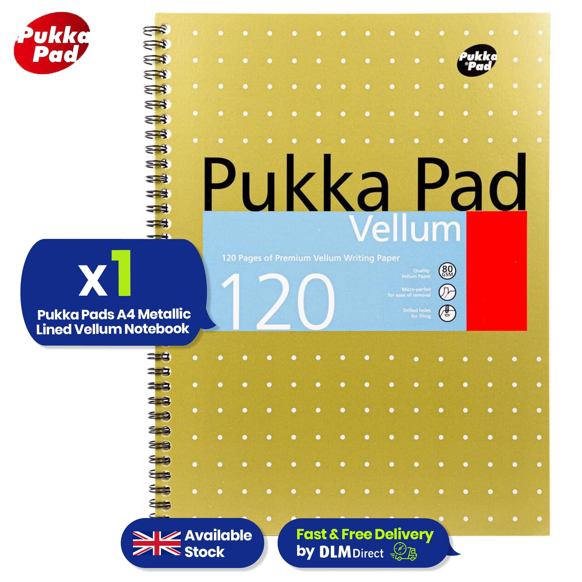 Pukka Pad A4 Notepad – 120 Vellum Pages Writing Book, Spiral Bound ...