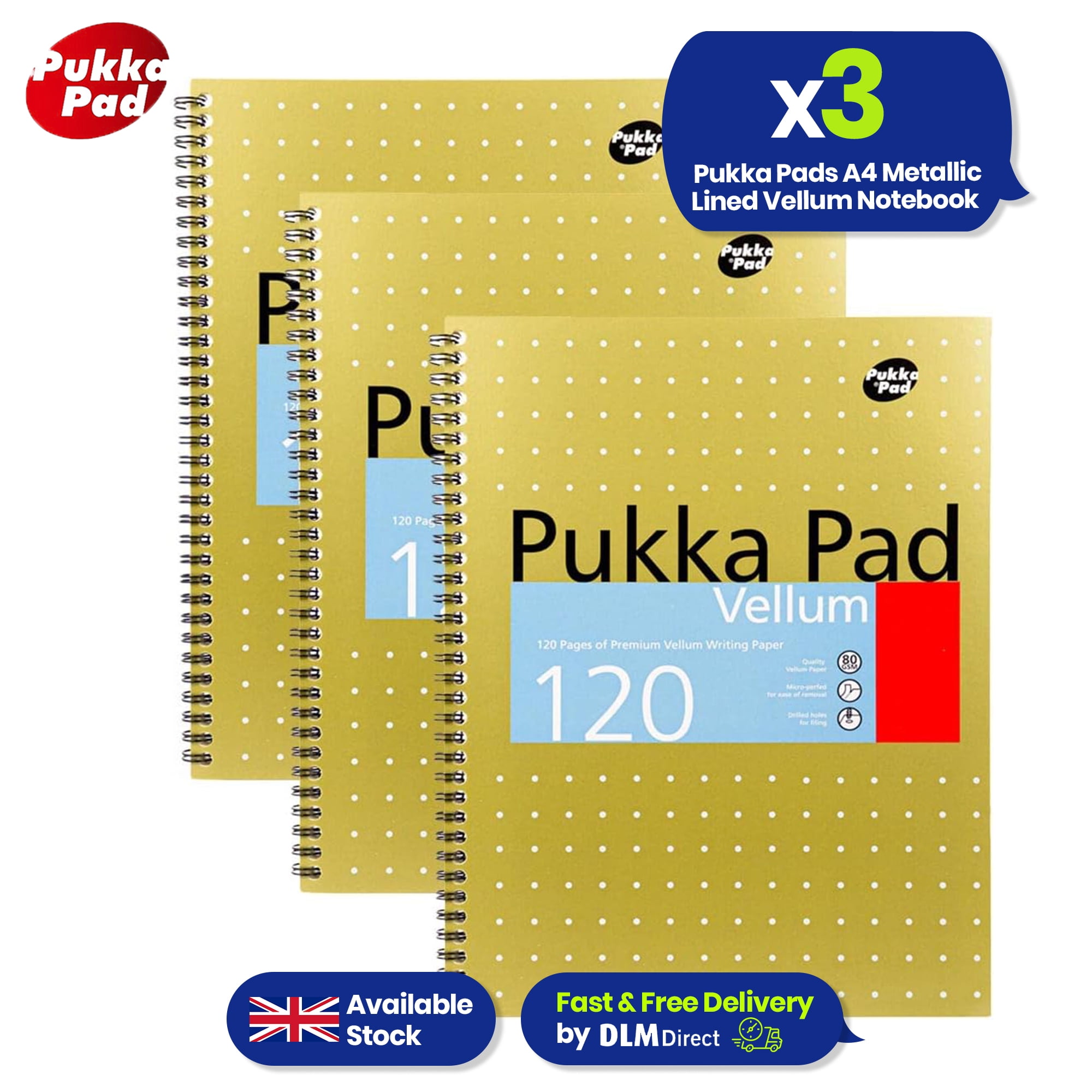 Pukka Pad A4 Notepad – 120 Vellum Pages Writing Book, Spiral Bound ...