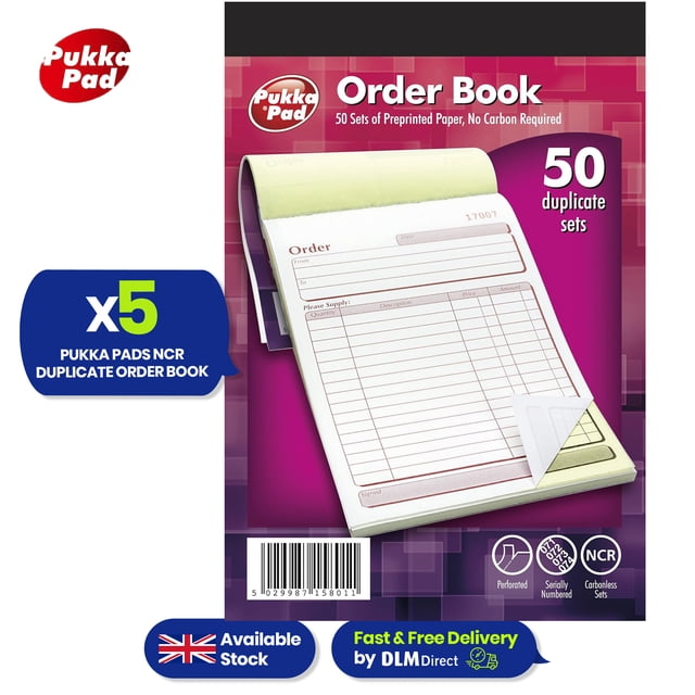 Pukka Pad Order Book Carbonless Paper NCR Order Pad Tear Off Pages ...