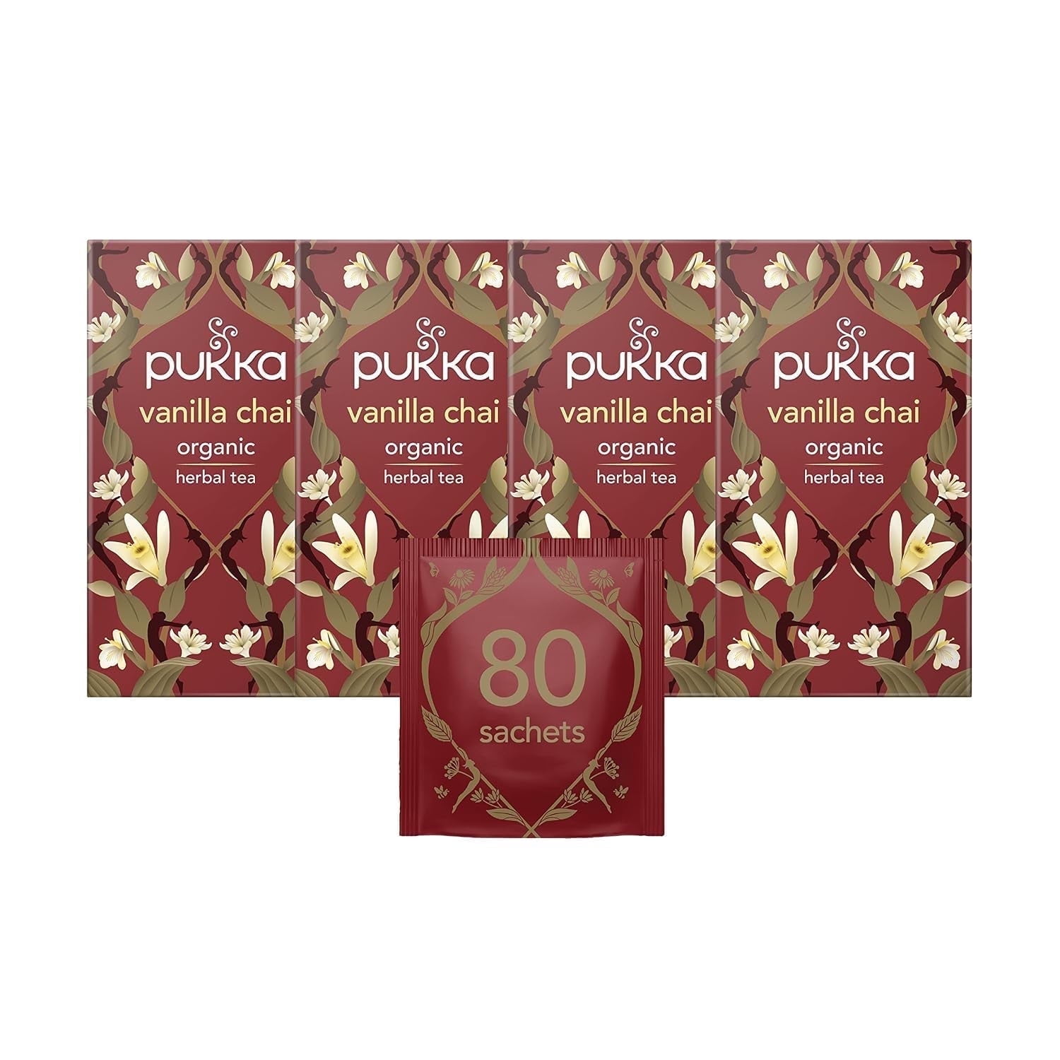Pukka Tea Organic Vanilla Chai, 20 sachets (4-Pack 80 Sachets ...