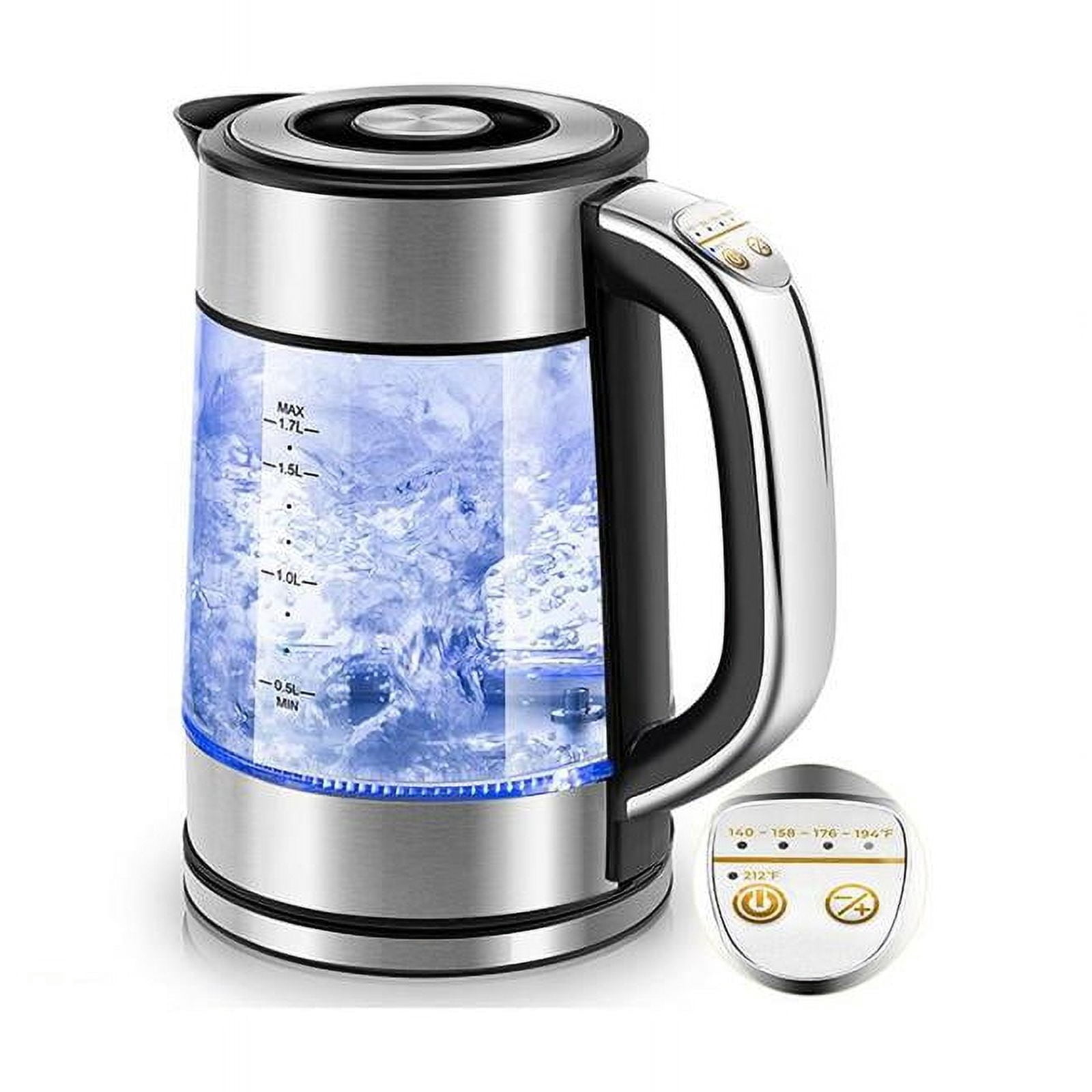 Pukomc 1.7L/1500W Fast Brewing Tea Kettle Electric Kettle, Glass Kettle ...