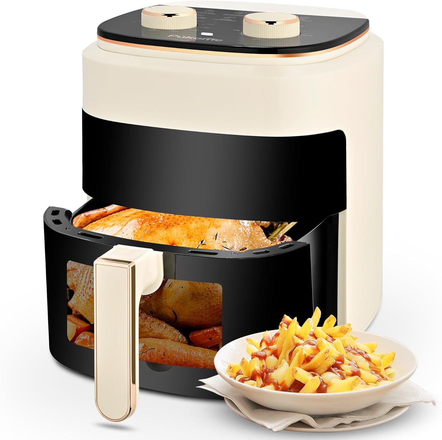 Pukomc Air Fryer,4QT Airfyer with Viewing Window,8 Custom Presets Small ...