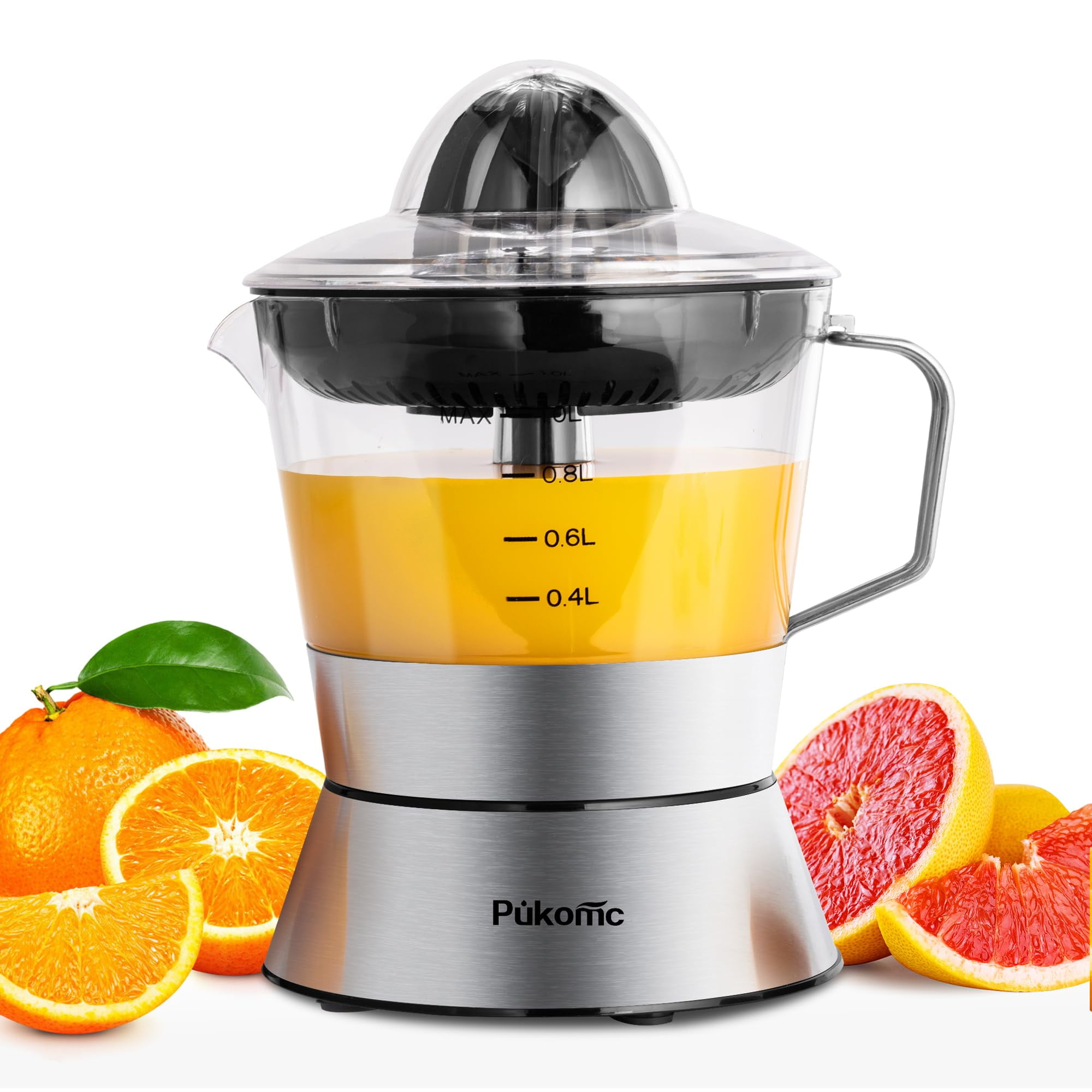 Pukomc Electric Citrus Juicer, Lemon Squeezer with Stainless Steel 1 L ...