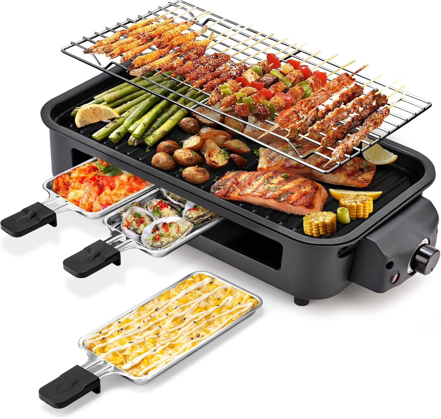 Electric Indoor Grill,2 in 1 Indoor Grills for Kitchen with Grill Net ...