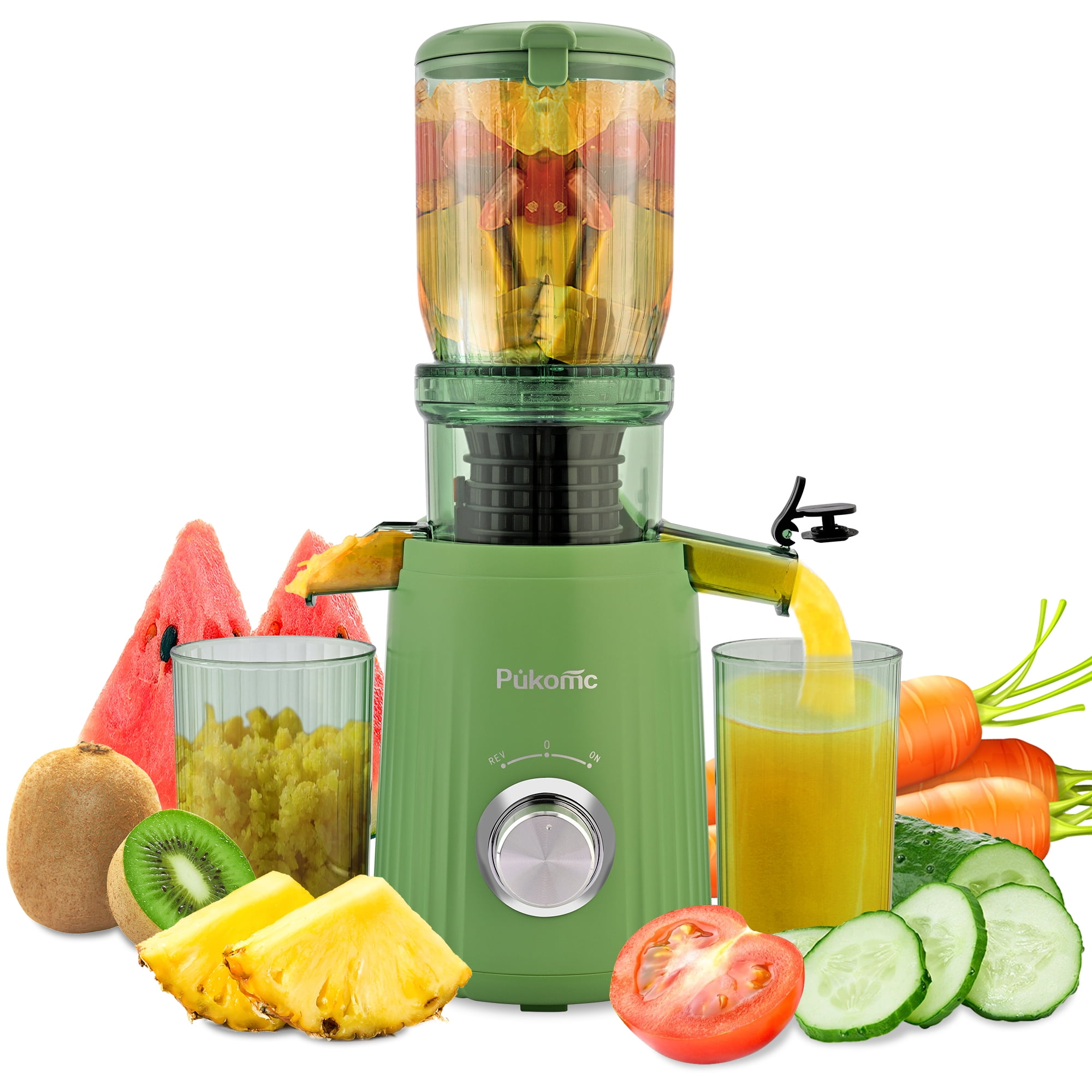 Pukomc Juicer Machines, Cold Press Juicer with 4.1'' Large Feed，Slow ...