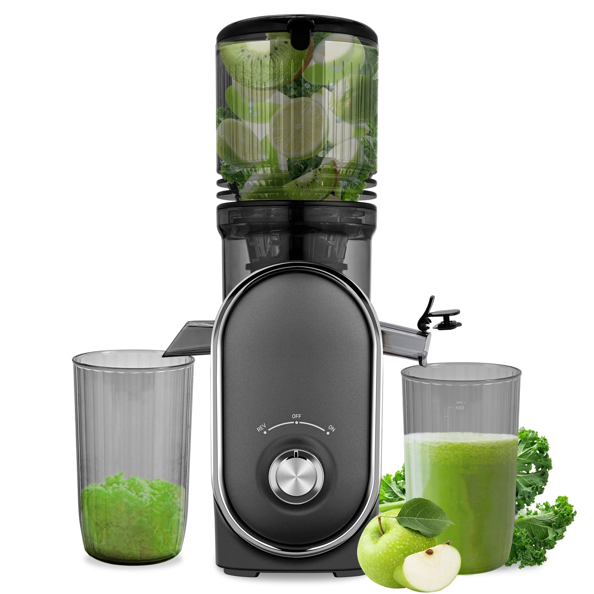 Pukomc Slow Juicer - 300W Cold Press Juicer with 5.3" Wide Chute, One ...