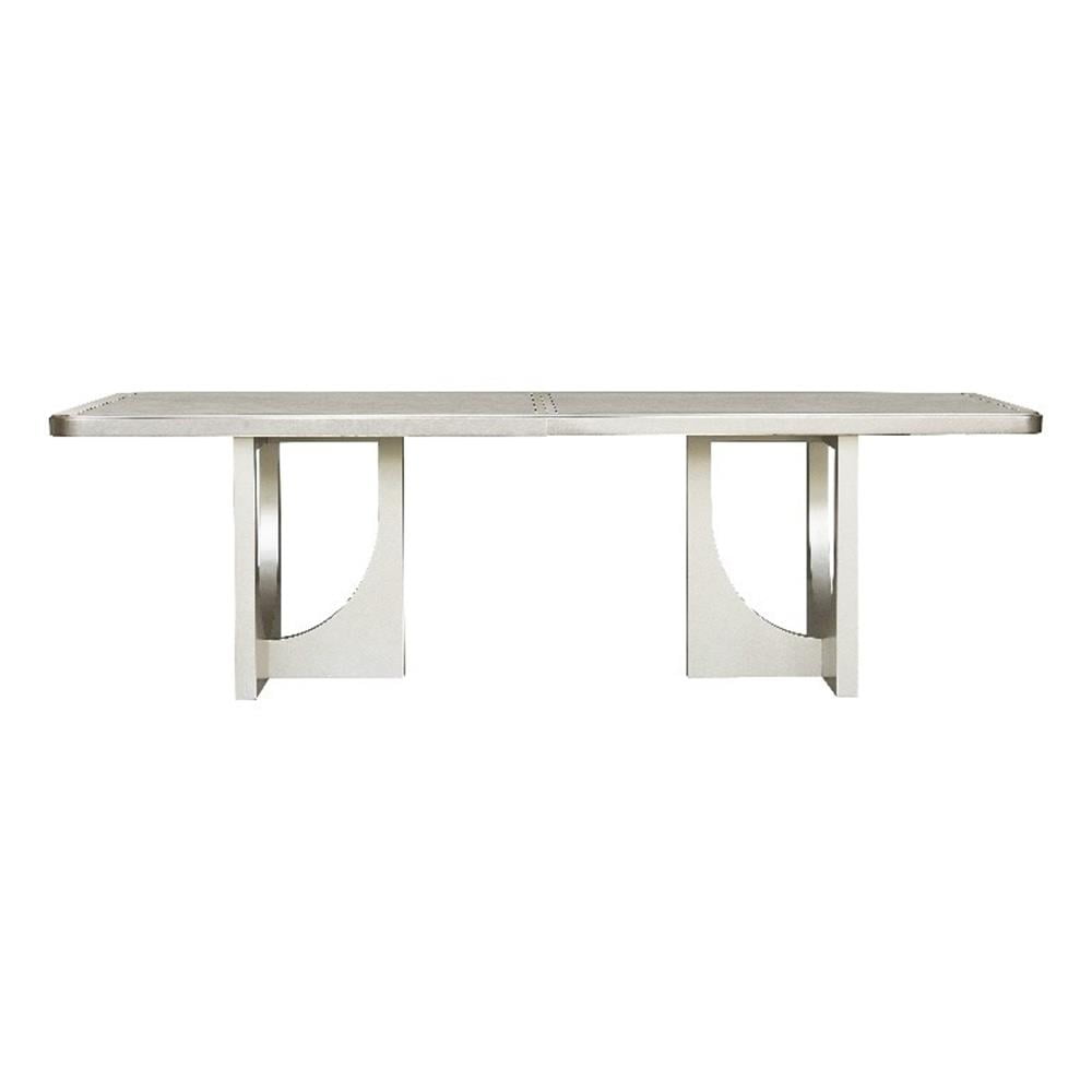 Pulaski Zoey Solid Wood Double Pedestal Dining Table in Silver Finish ...