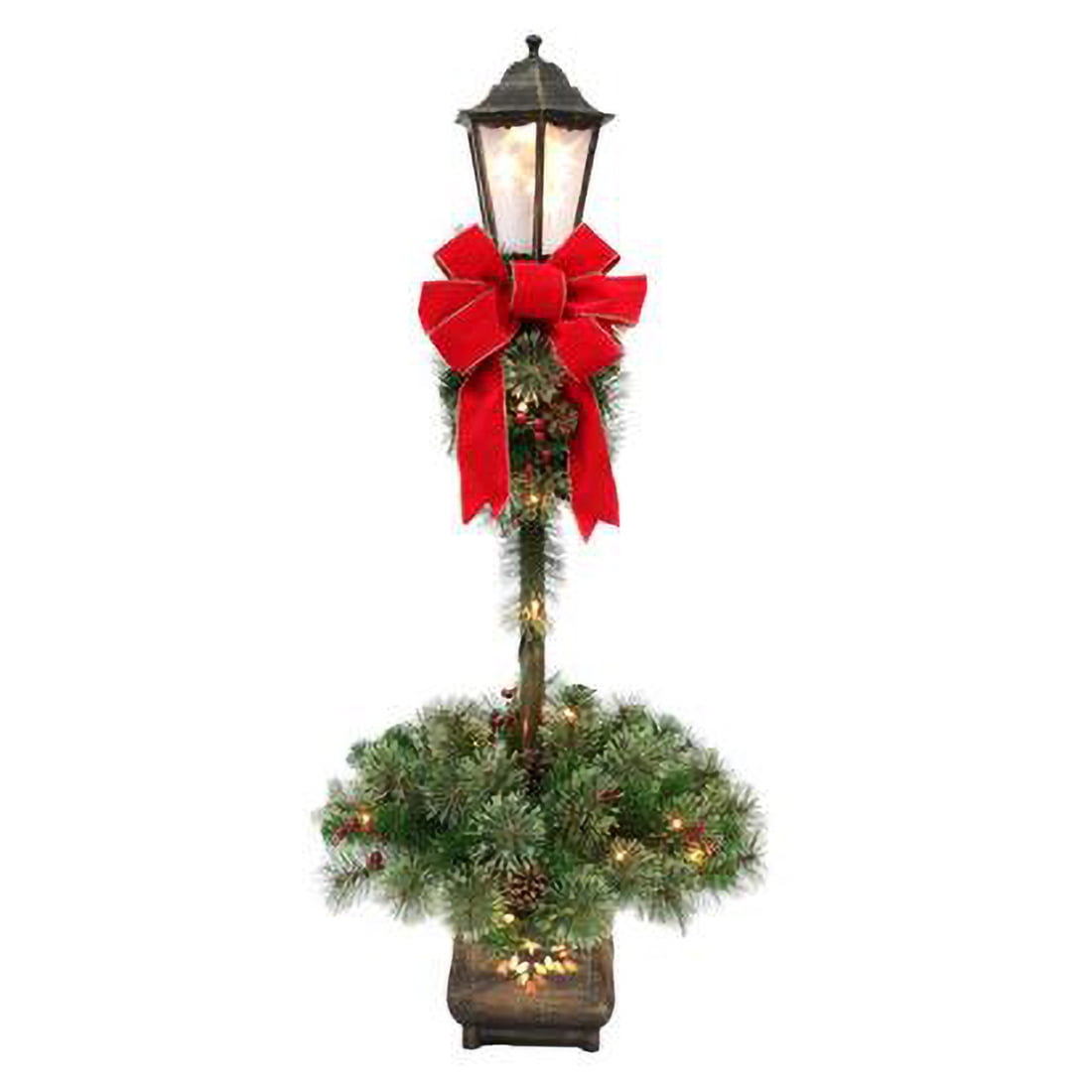 4-Ft. Pre-Lit Christmas Lamp Post With PVC Greenery, Indoor/Outdoor ...