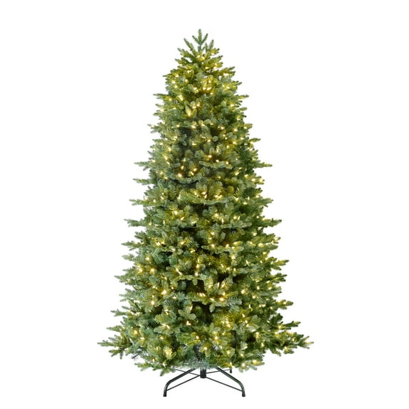 Puleo International 6.5' Pre-Lit Artificial Slim Noble Fir Tree with ...