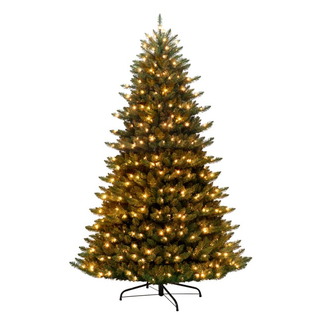 Puleo International 7.5' Pre-lit Cascade Pine Tree Artificial Christmas ...