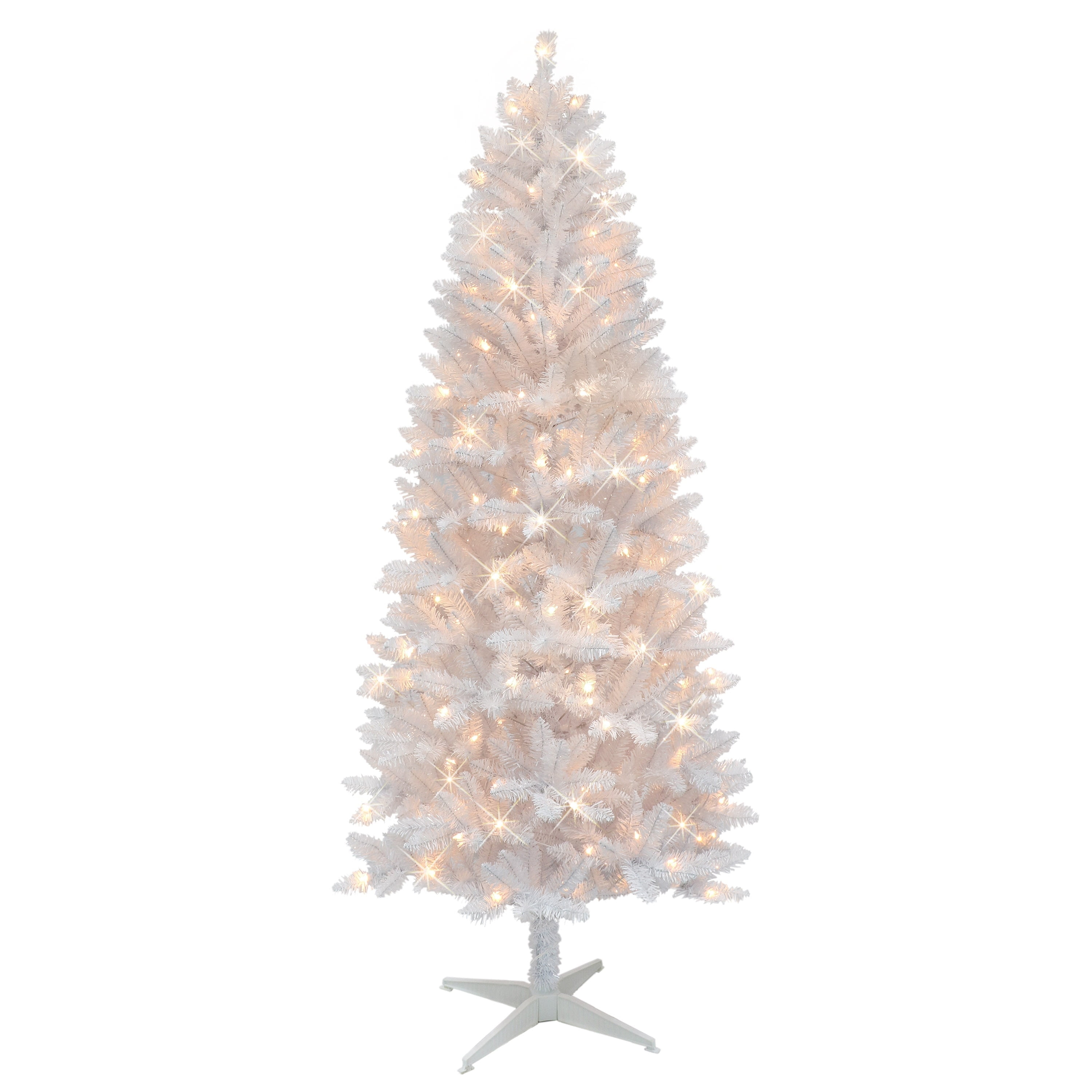 Puleo International 7 ft. Pre-Lit White Carson Artificial Pine Tree ...