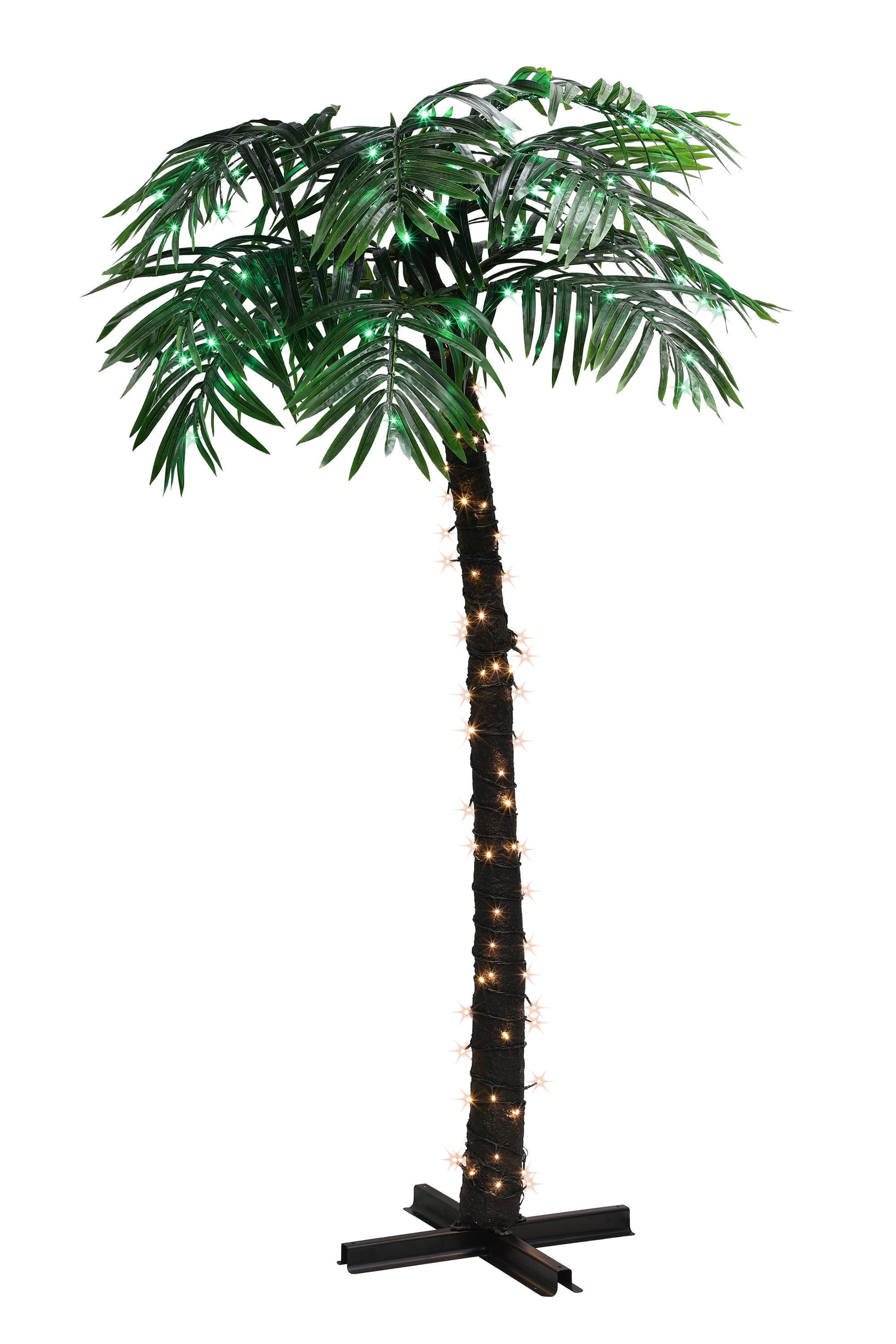 Puleo International 8' Pre-Lit Palm Tree with 192 Green & Warm White ...
