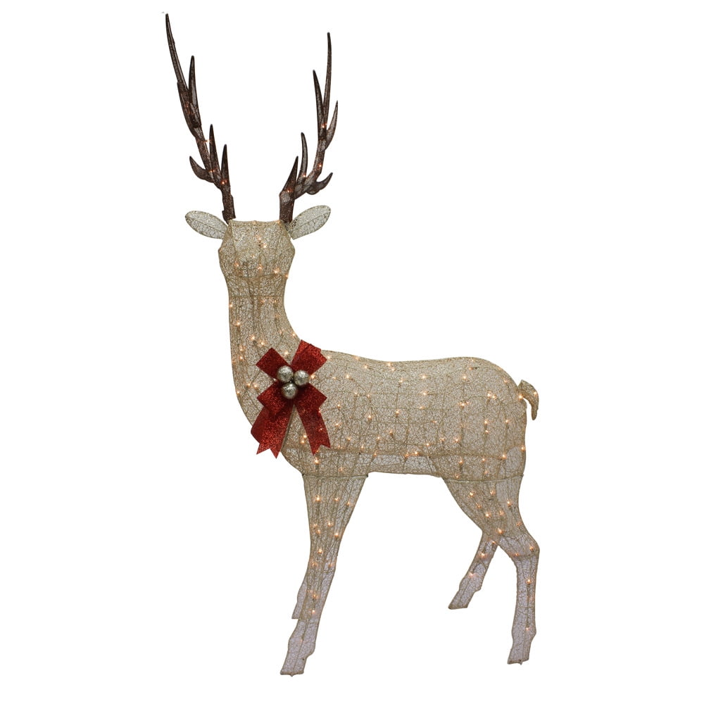 Puleo International 86 inch Elegant Champange Gold Lighted Standing Elk ...