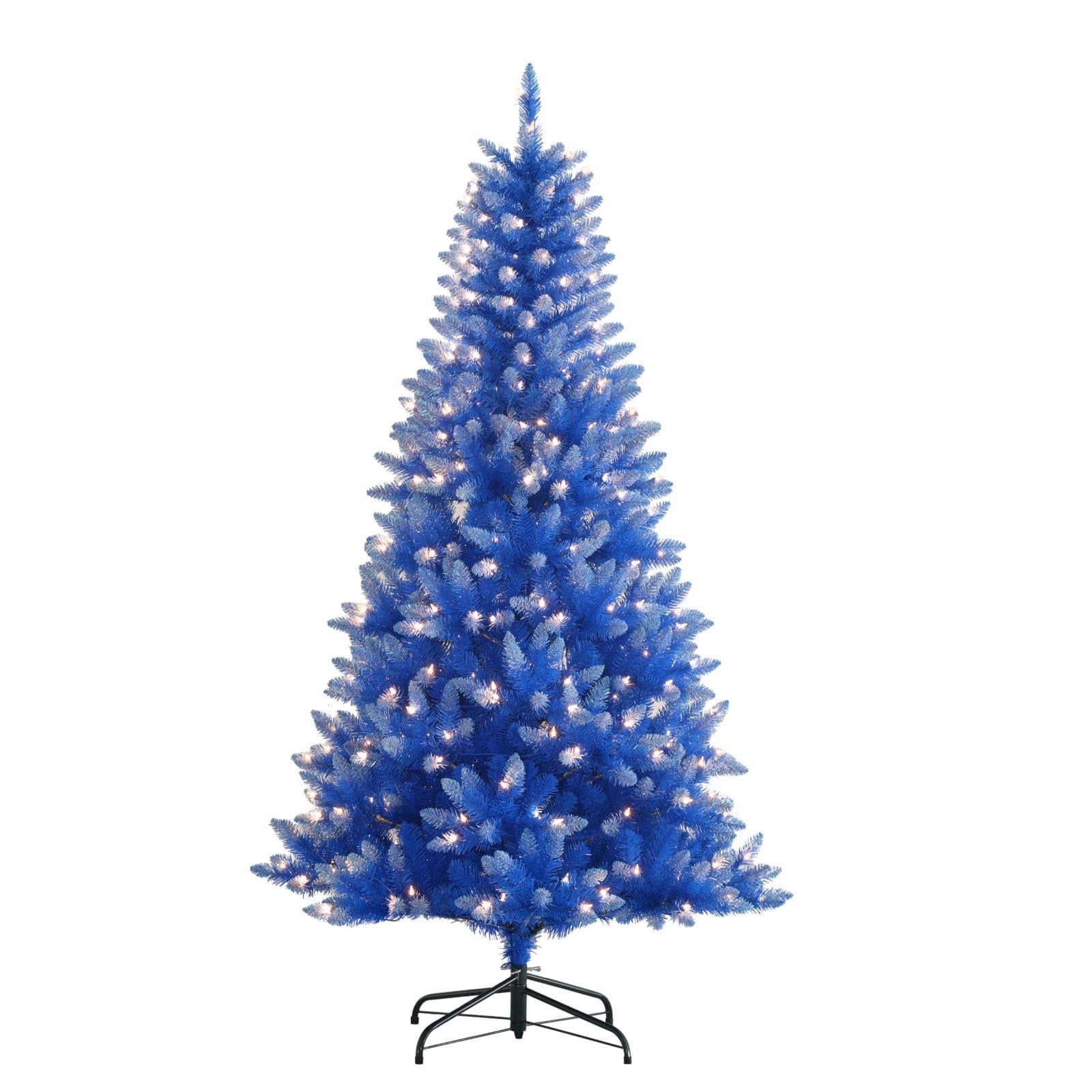 6.5 ft Pre-Lit Fashion Blue Artificial Christmas Tree with 300 UL Clear ...