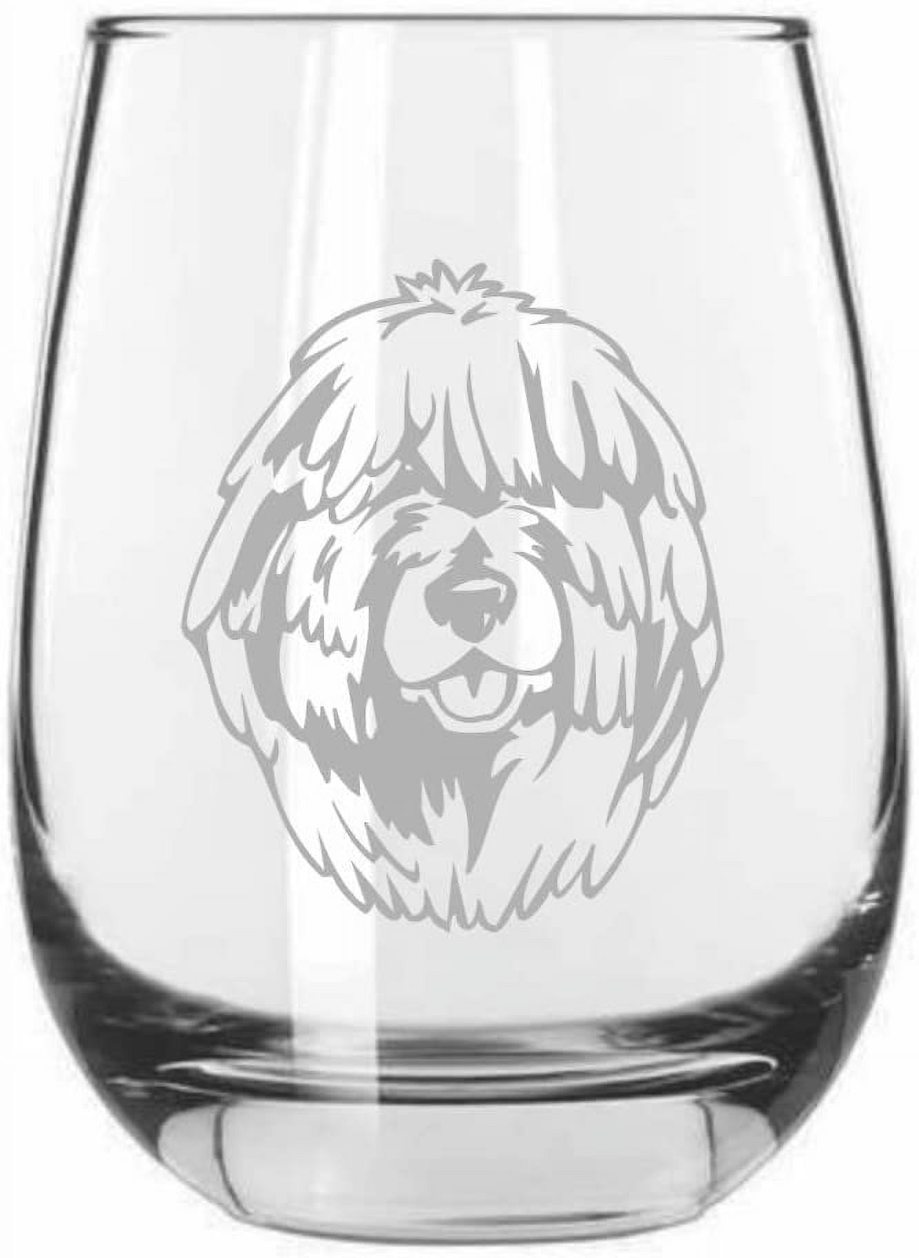 Puli Dog Themed Etched 15.25oz Libbey Stemless Wine Glass - Walmart.com