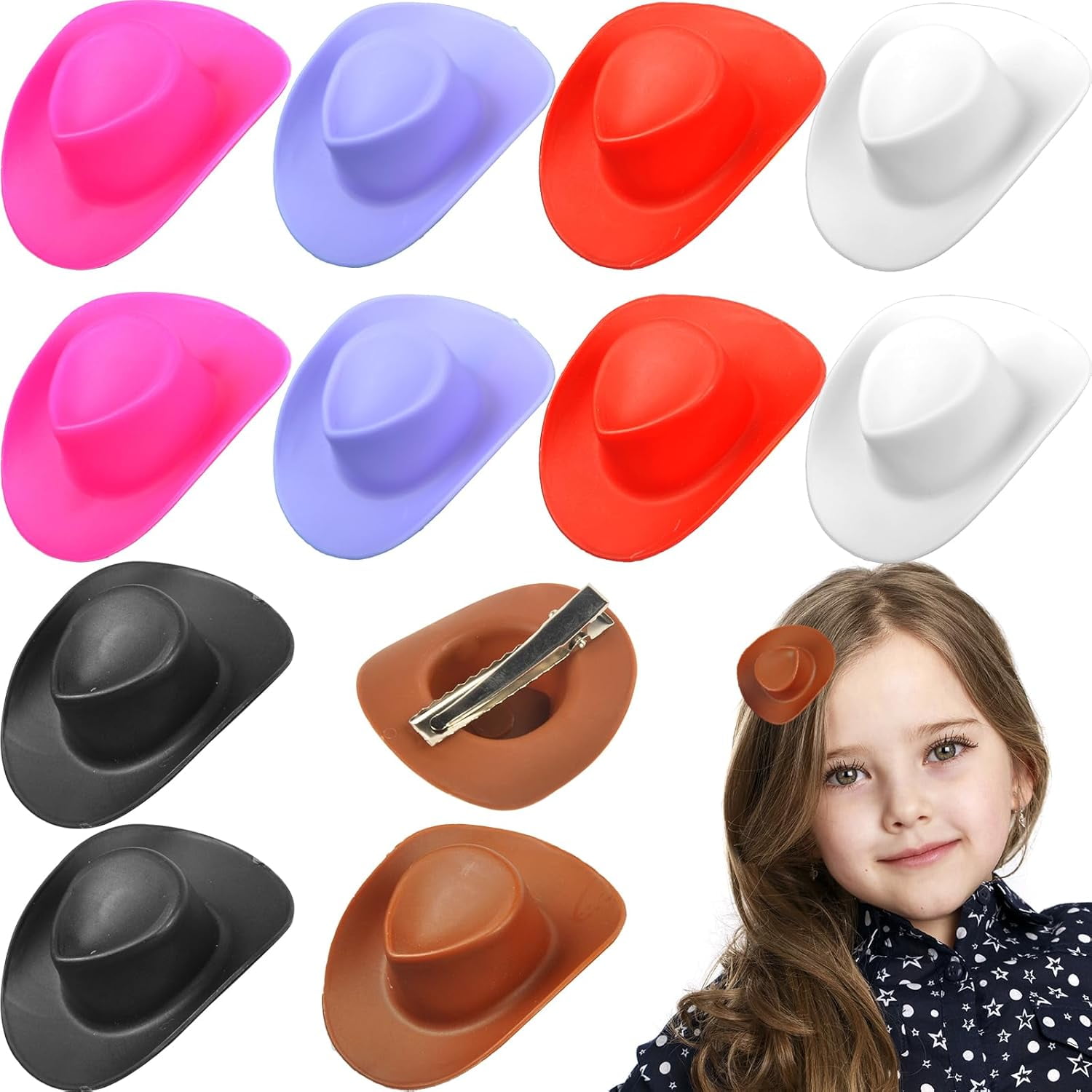 PuliPuqi 12 Mini Hair Clips with Tiny Felt Top Hats and Formal Party ...