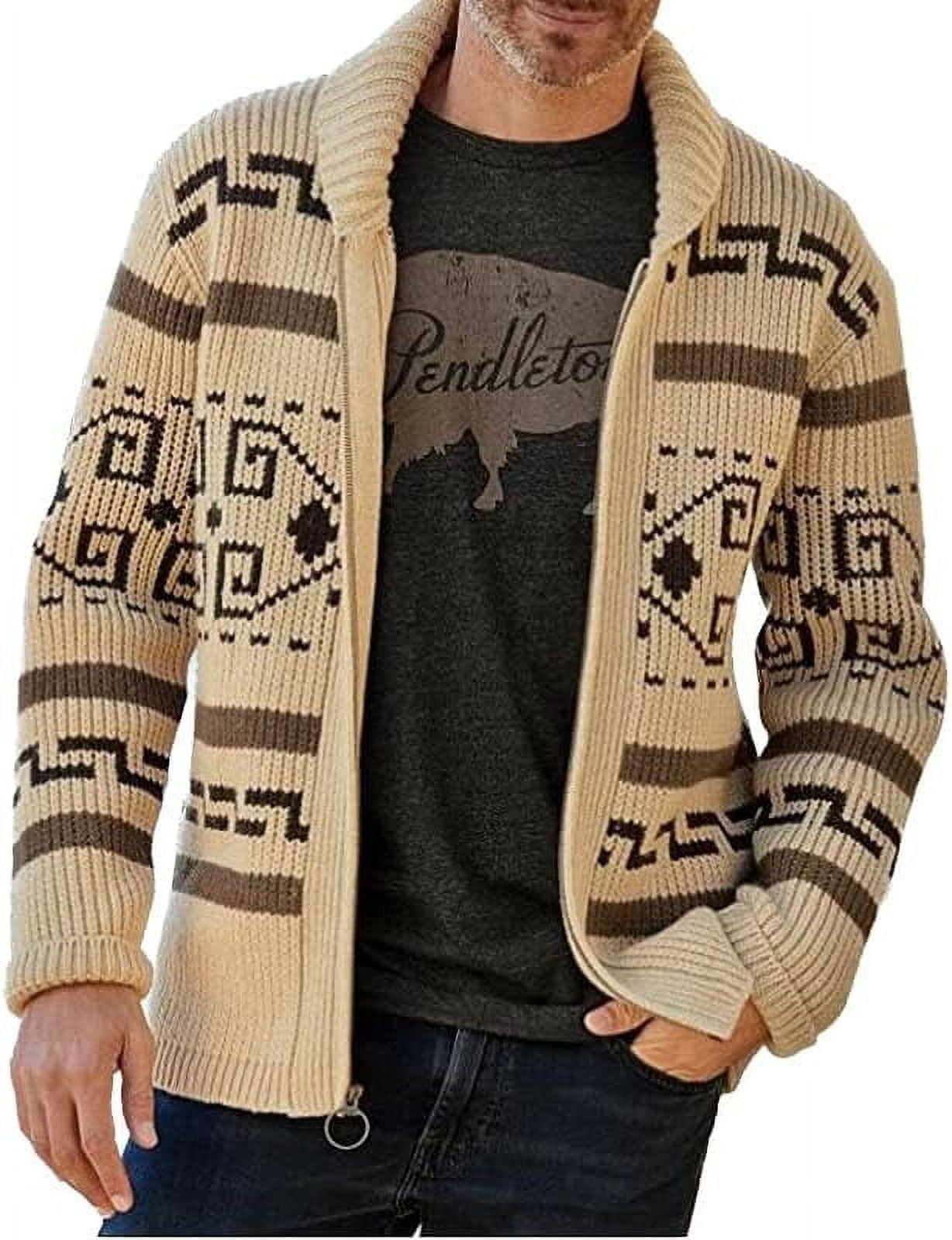 PuliPuqi Mens Western Cowboy Sweater Cardigan Jackets Western Shawl ...